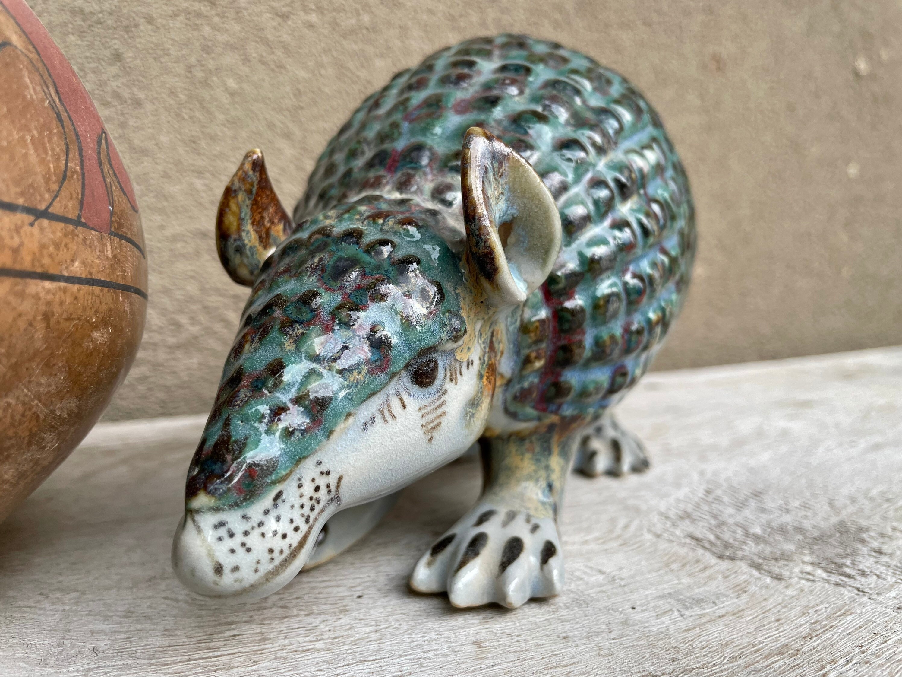 Vintage Ken Edwards Pottery Armadillo Statue, Over 12 Long, Folk Art ...