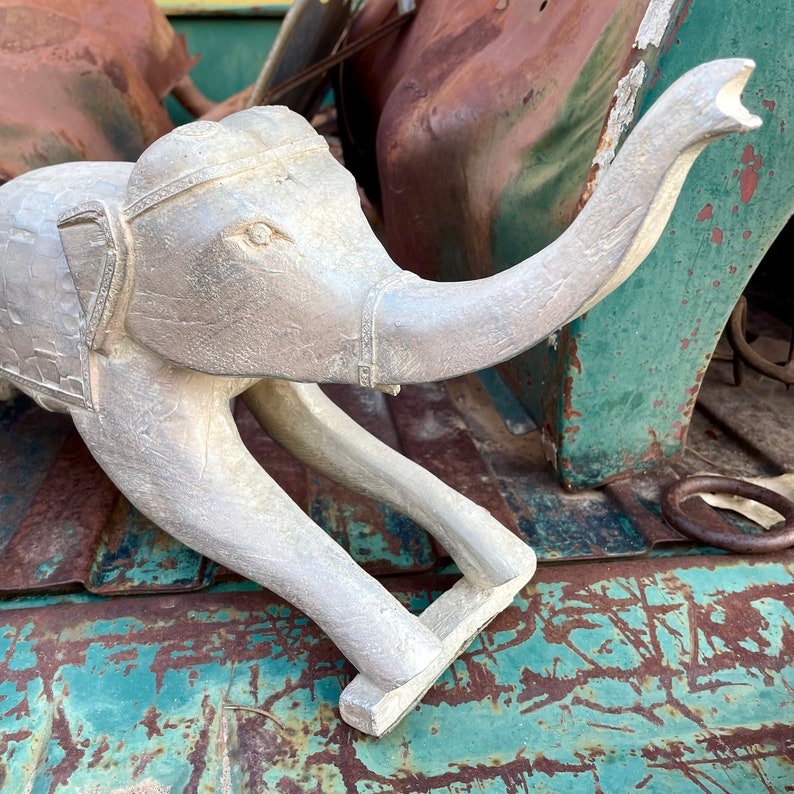 Vintage Heavy Carved Wood Elephant Architectural Salvage Statue, 18 ...