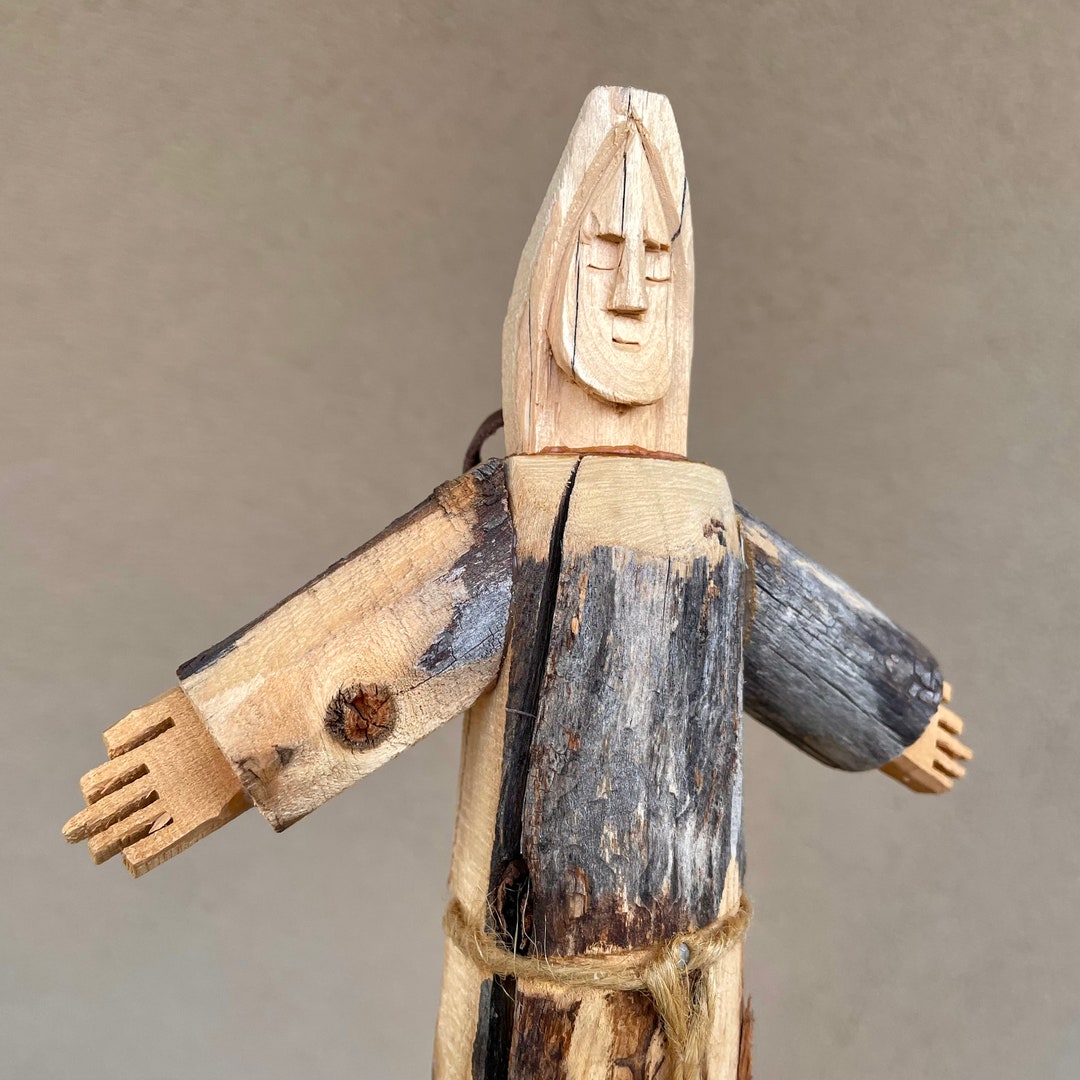 New Mexican Carved Wood Saint Wall Hanging Made of Distressed ...