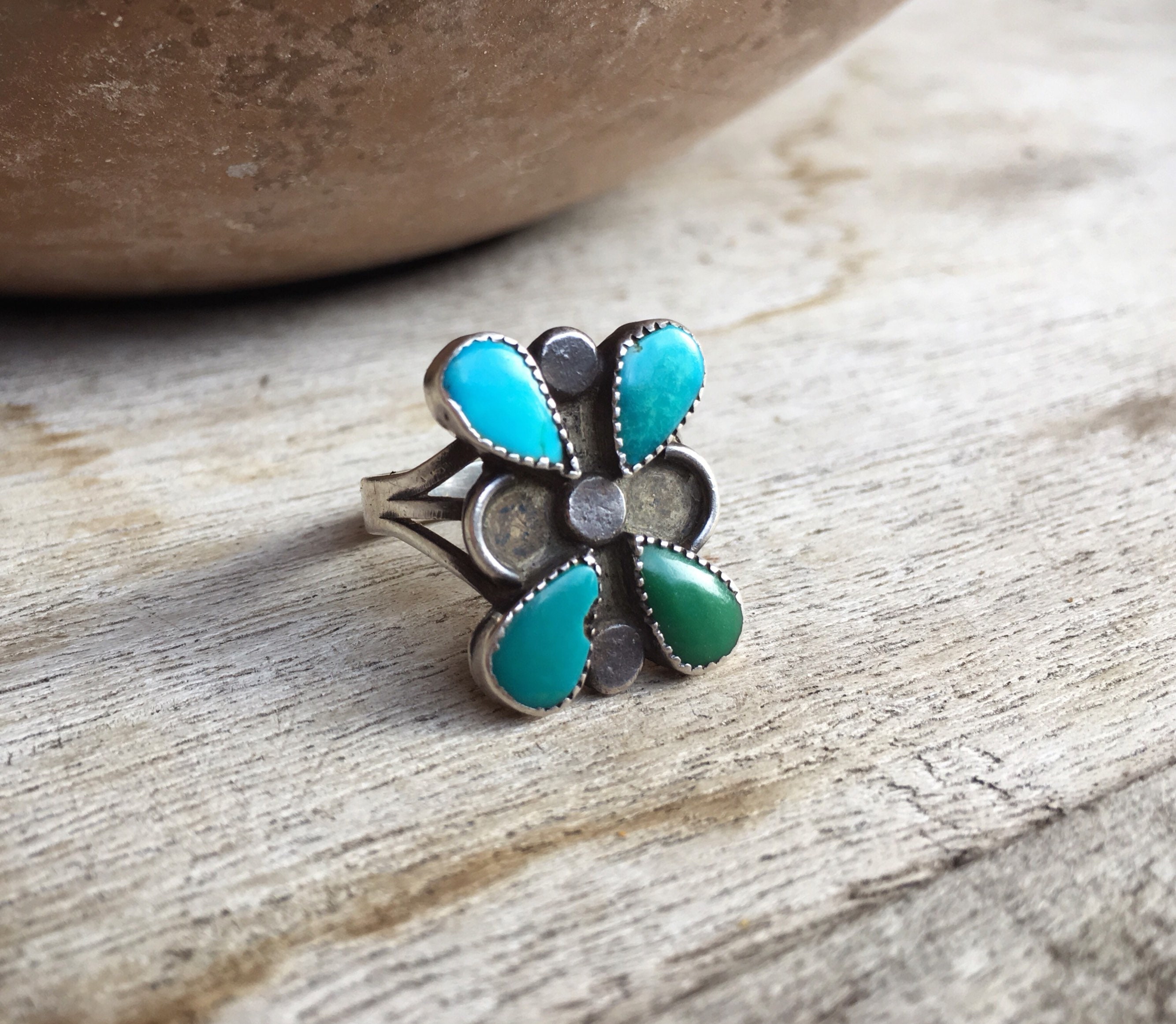 Vintage Zuni Turquoise Ring Butterfly Design Size 5, Native American ...