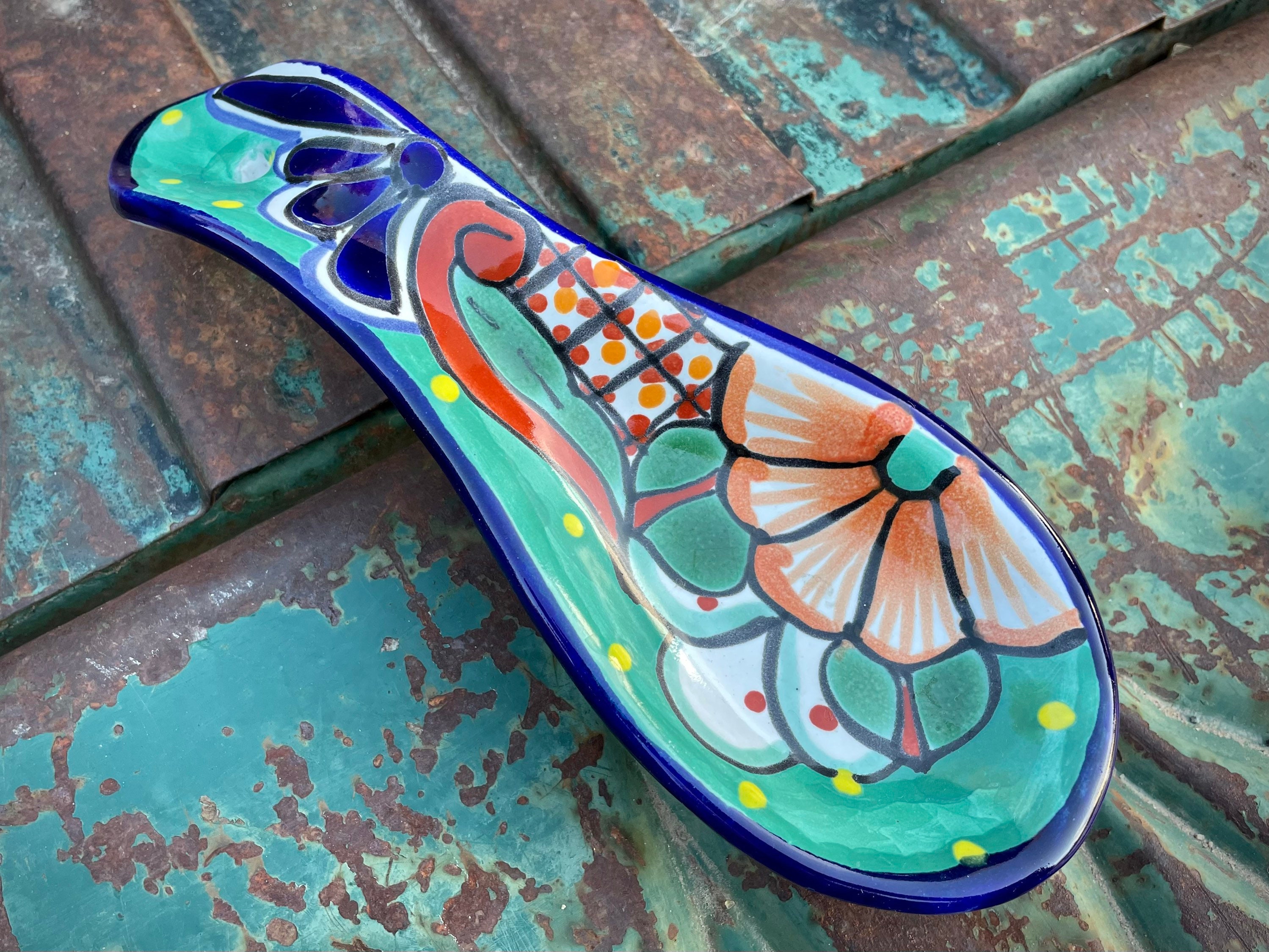 Vintage Talavera Pottery Trinket Spoon Rest, Rustic Mexican Kitchen ...