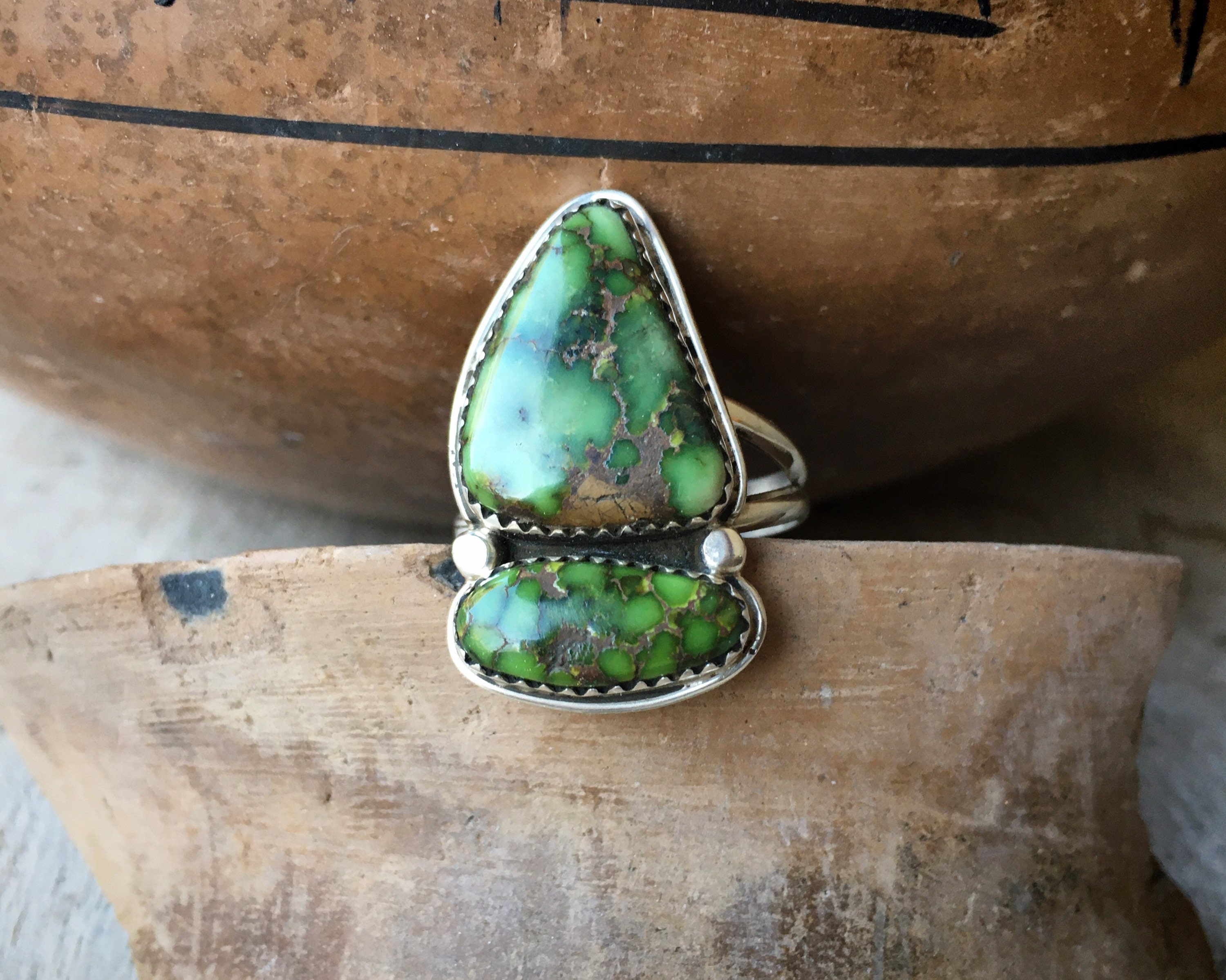 Damele Turquoise Sterling Silver Ring for Women Size 11.5, Native ...