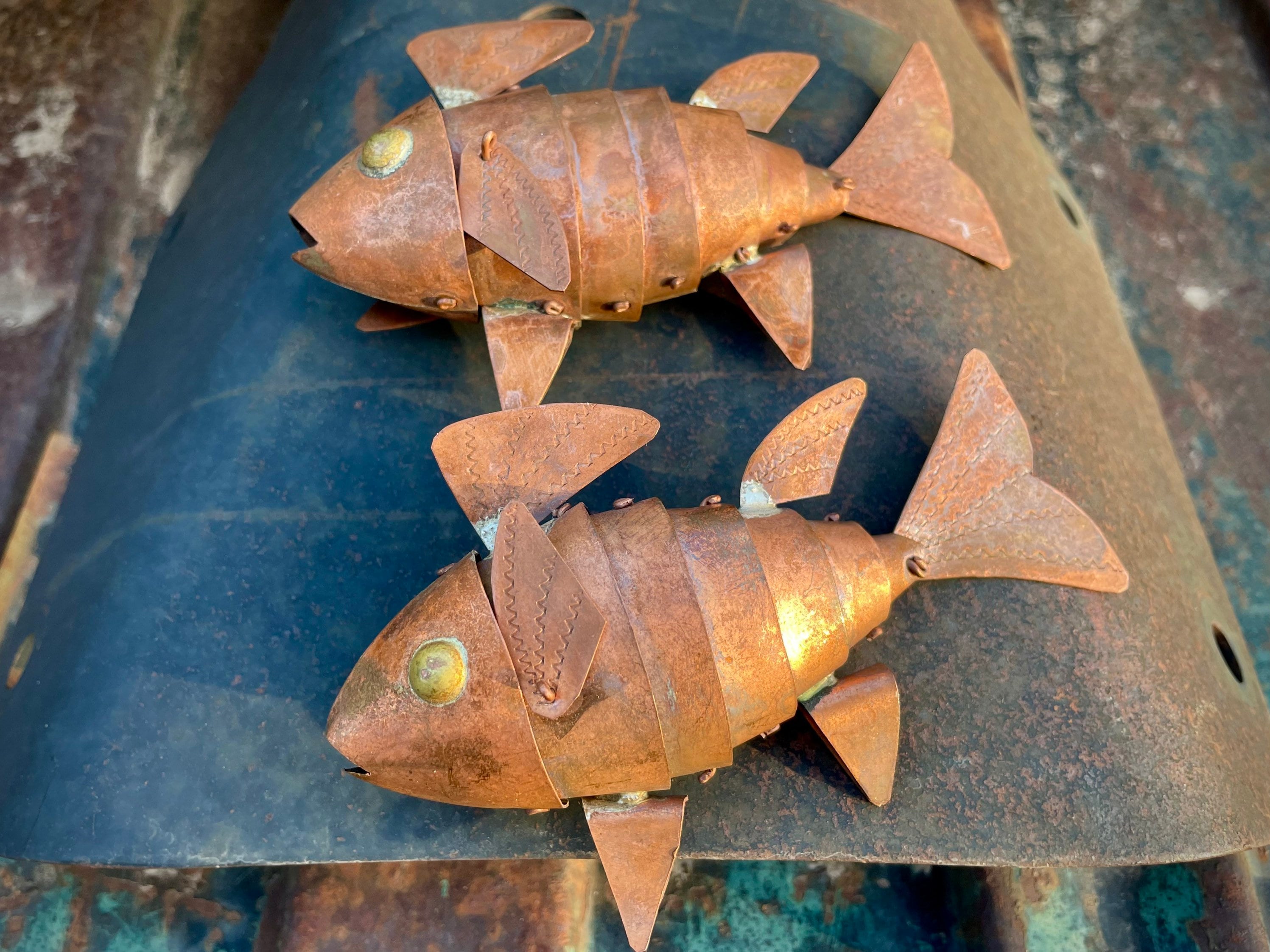 Pair of 4 Copper Articulated Fish Trinkets from Mexico, Vintage Taxco ...