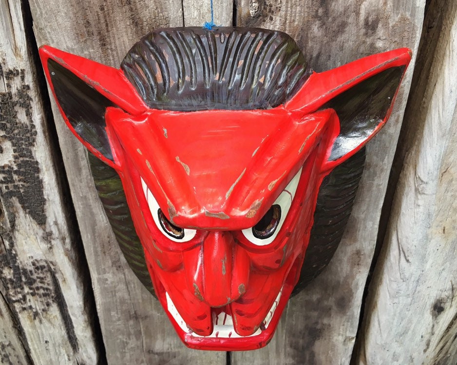 Red Wolf Man Mexican Mask Wall Hanging Rustic Home Bohemian Decor ...