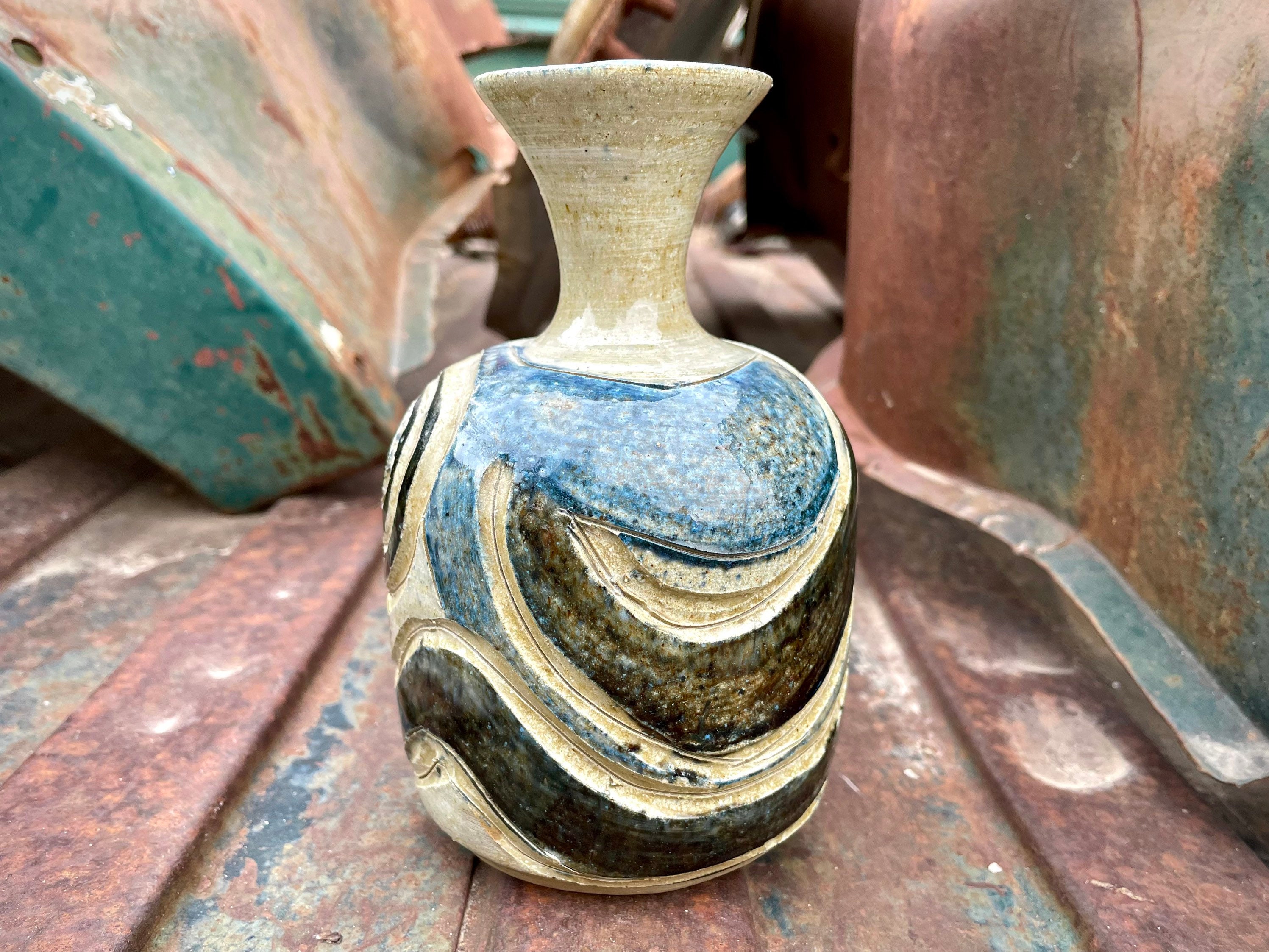 1976 Art Studio Pottery Bud Vase by Clay Bay Artist Jeanne Aurelius ...