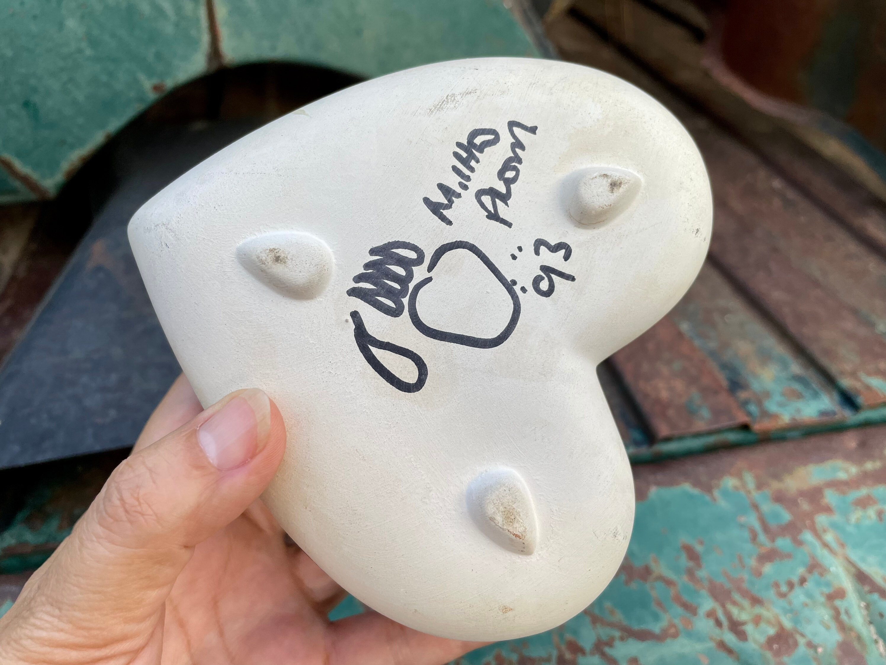 1993 Pottery Heart Trinket Box Signed Acoma New Mexico, Mold Poured ...