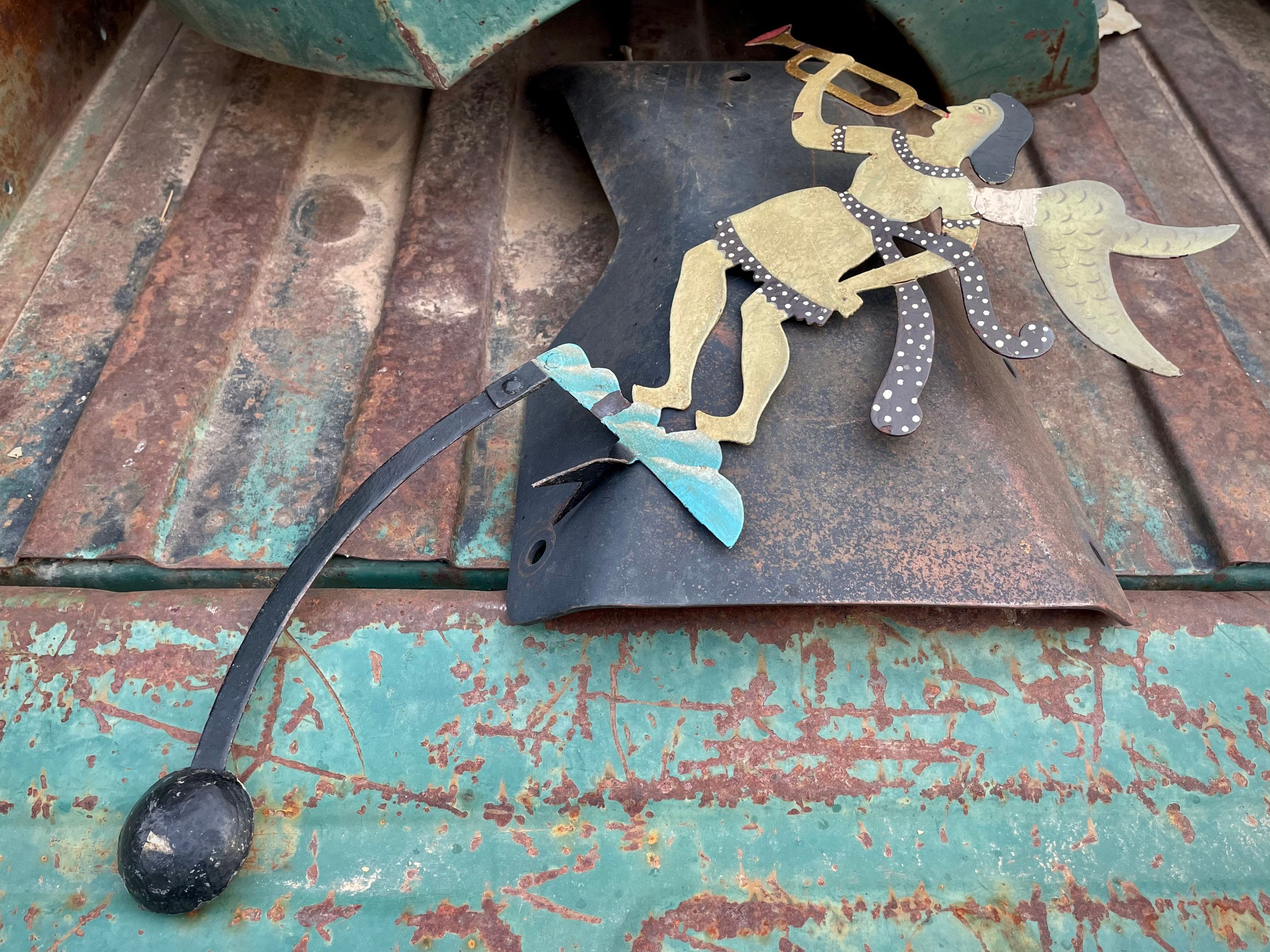 Vintage Metal Angel with Trumpet Skyhook Folk Art Balance Toy Pendulum ...