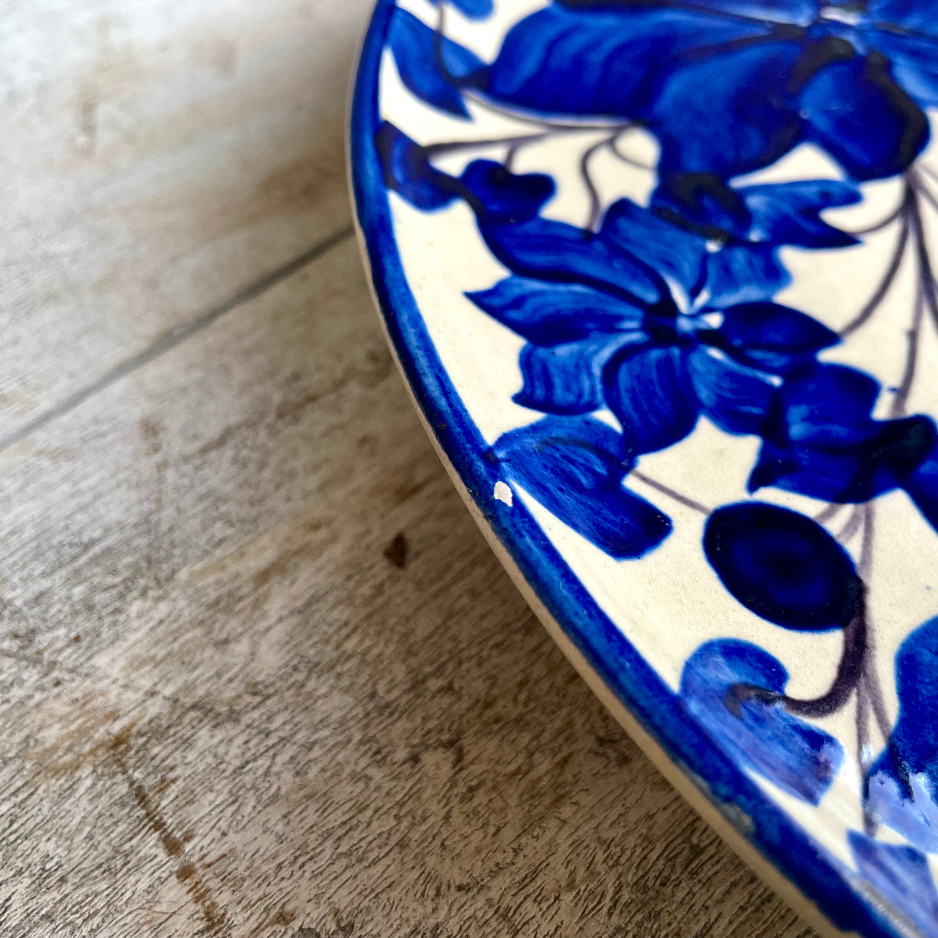 Vintage Mexican Pottery Plate Wall Hanging Blue and White Oaxacan Drip ...