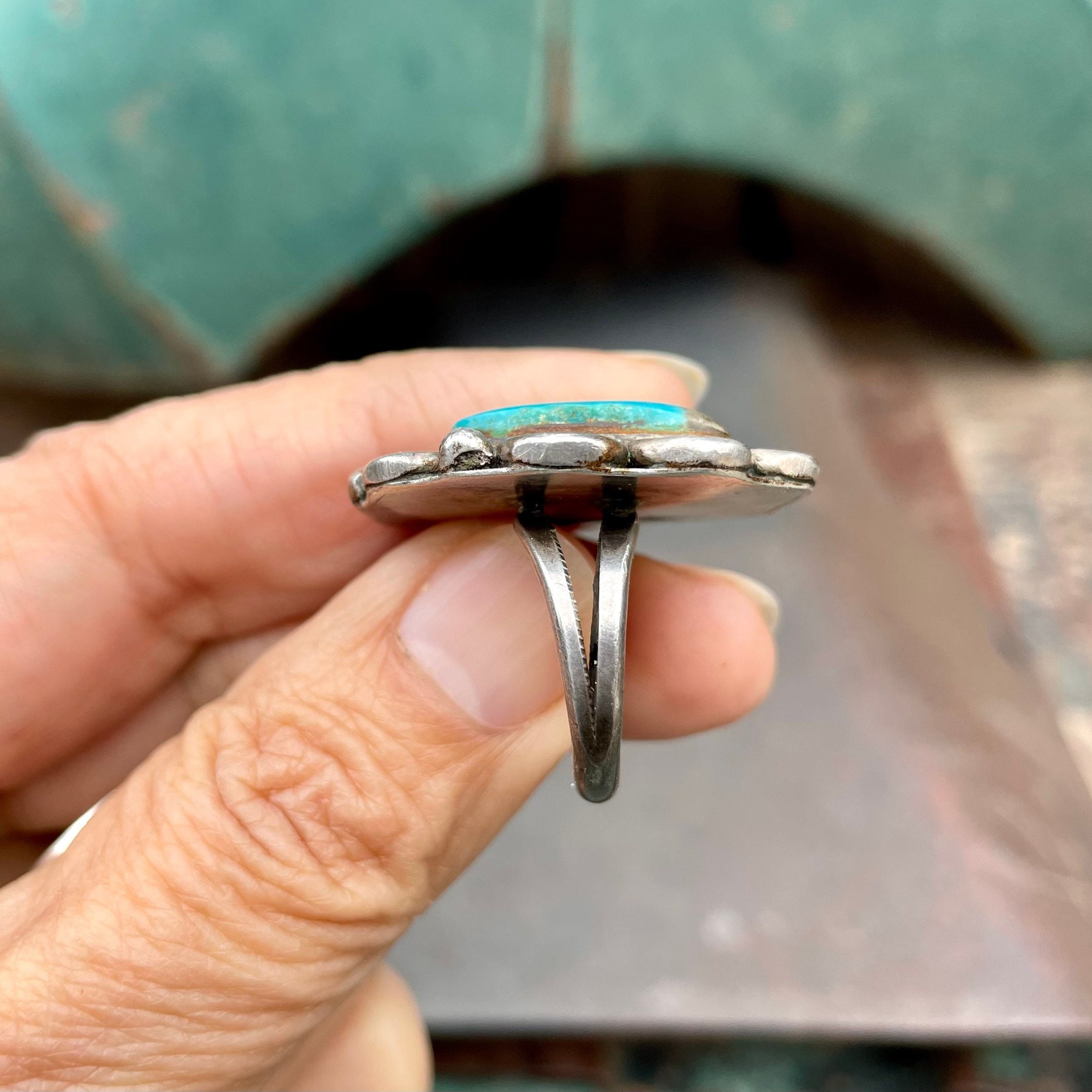 Vintage Blue Turquoise Navajo Ring Size 8, Traditional Navajo Native ...
