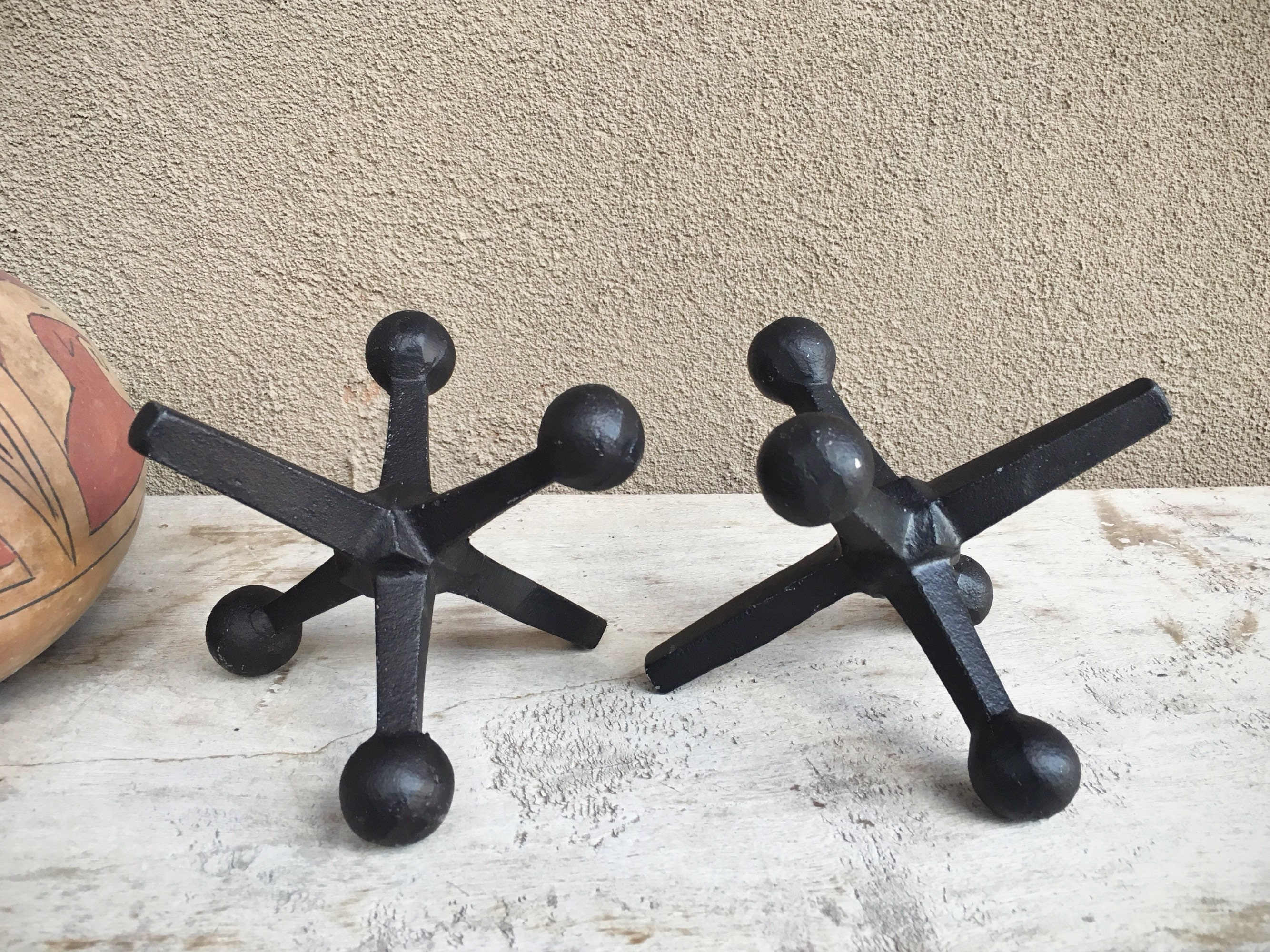 Two Vintage Oversized Jacks Metal Bookends, Industrial Decor, Nursery ...