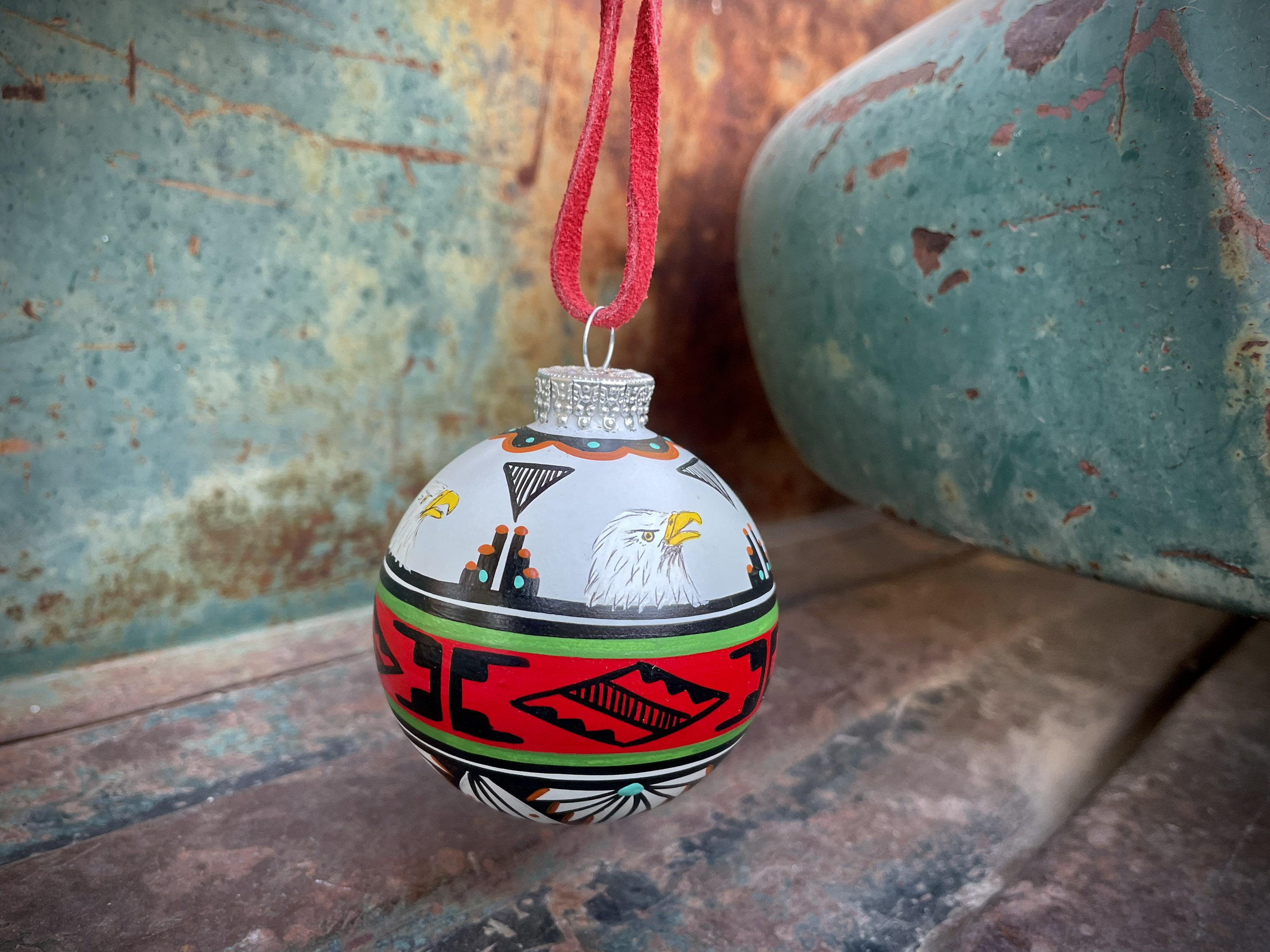 Vintage Signed Navajo Painted Pottery Ornament with Eagle Design ...