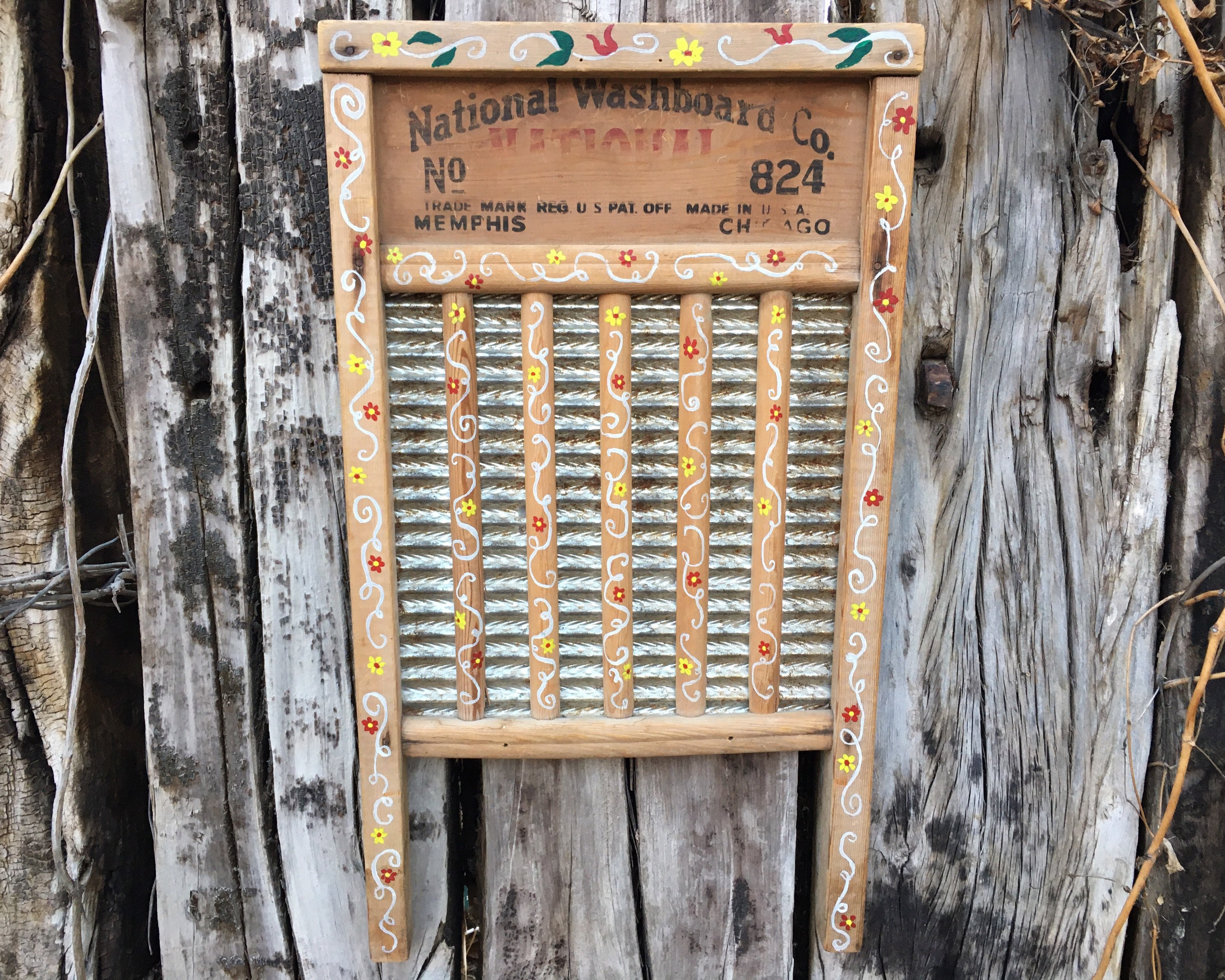 Vintage Repurposed Washboard Wall Hanging With Folk Art | Etsy Canada