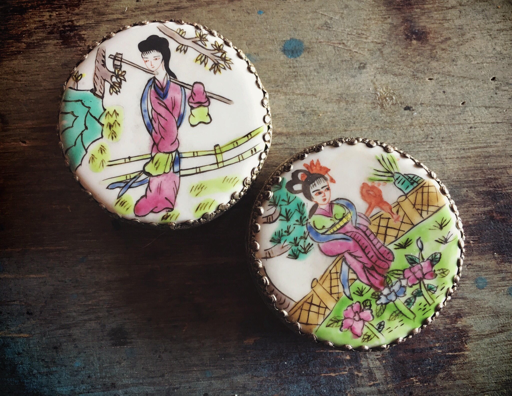 Vintage China Porcelain Shard Box, Pill Box, Snuff Box, Stash Box ...