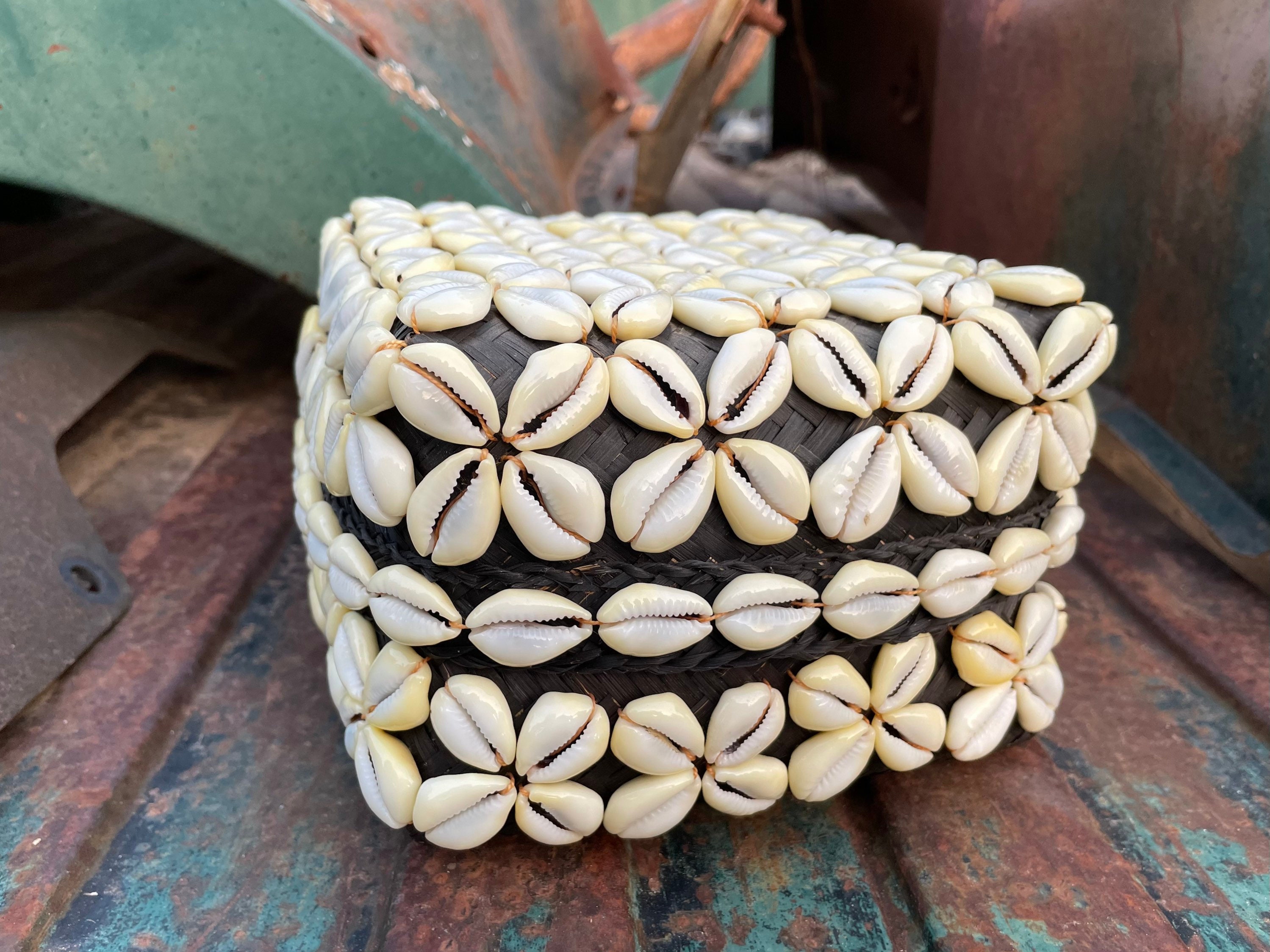 Bamboo Prayer Box Covered with Hand-Sewn Cowrie Shells, Decorative ...