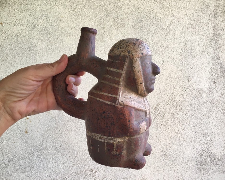 Vintage Pre-Colombian Reproduction Pottery Bottle South American Inca ...