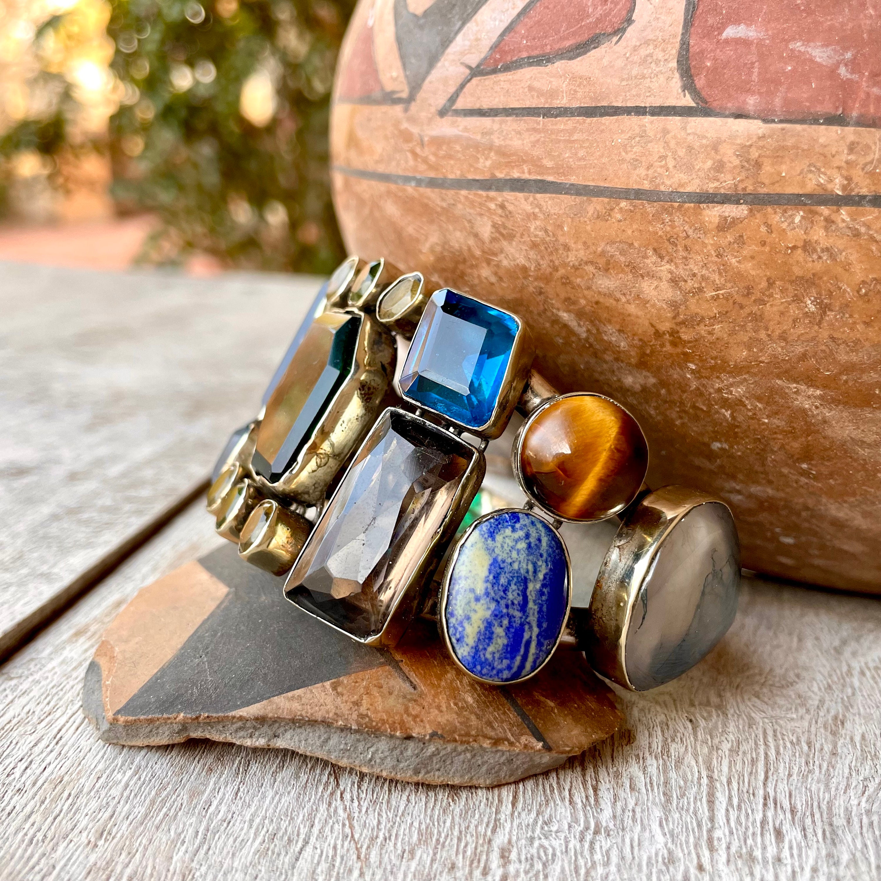 98g Blingy Multi-Gemstone Cuff Converted from Link Bracelet, One of a ...