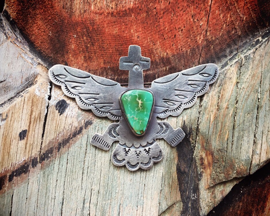 Knifewing Turquoise Brooch Pin for Woman, Stamped Sterling Silver ...