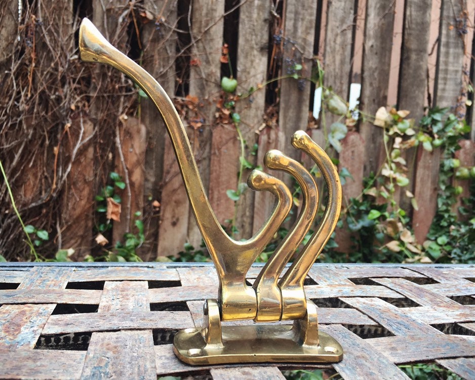 Arts and Crafts Era Brass Hall Tree Hook with Movable Arms ...