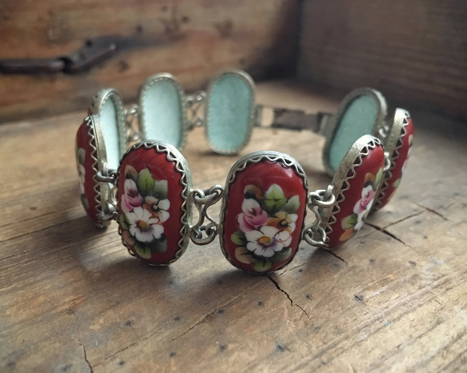 Vintage Russian enamel cloisonné bracelet, Rostov Finift, filigree ...