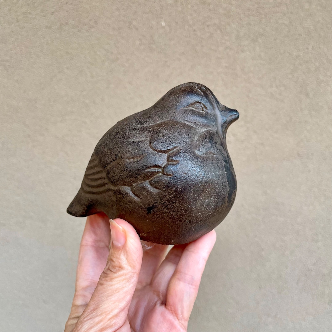 Heavy Cast Metal Songbird Doorstop or Bookend or Statue, Rustic Patio ...