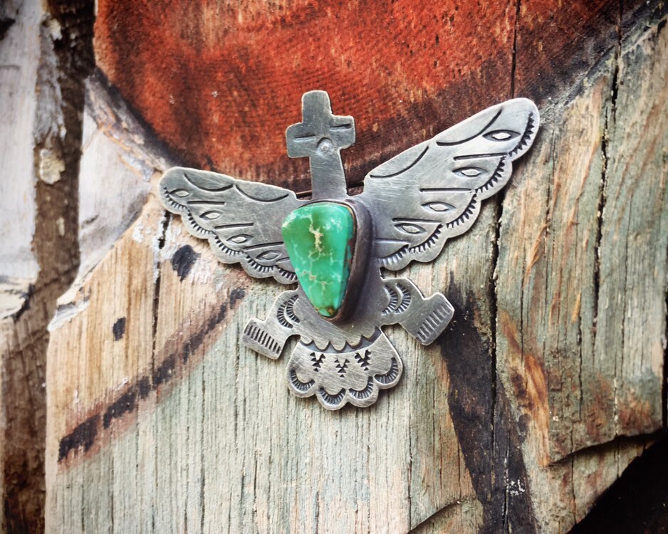 Knifewing Turquoise Brooch Pin for Woman, Stamped Sterling Silver ...