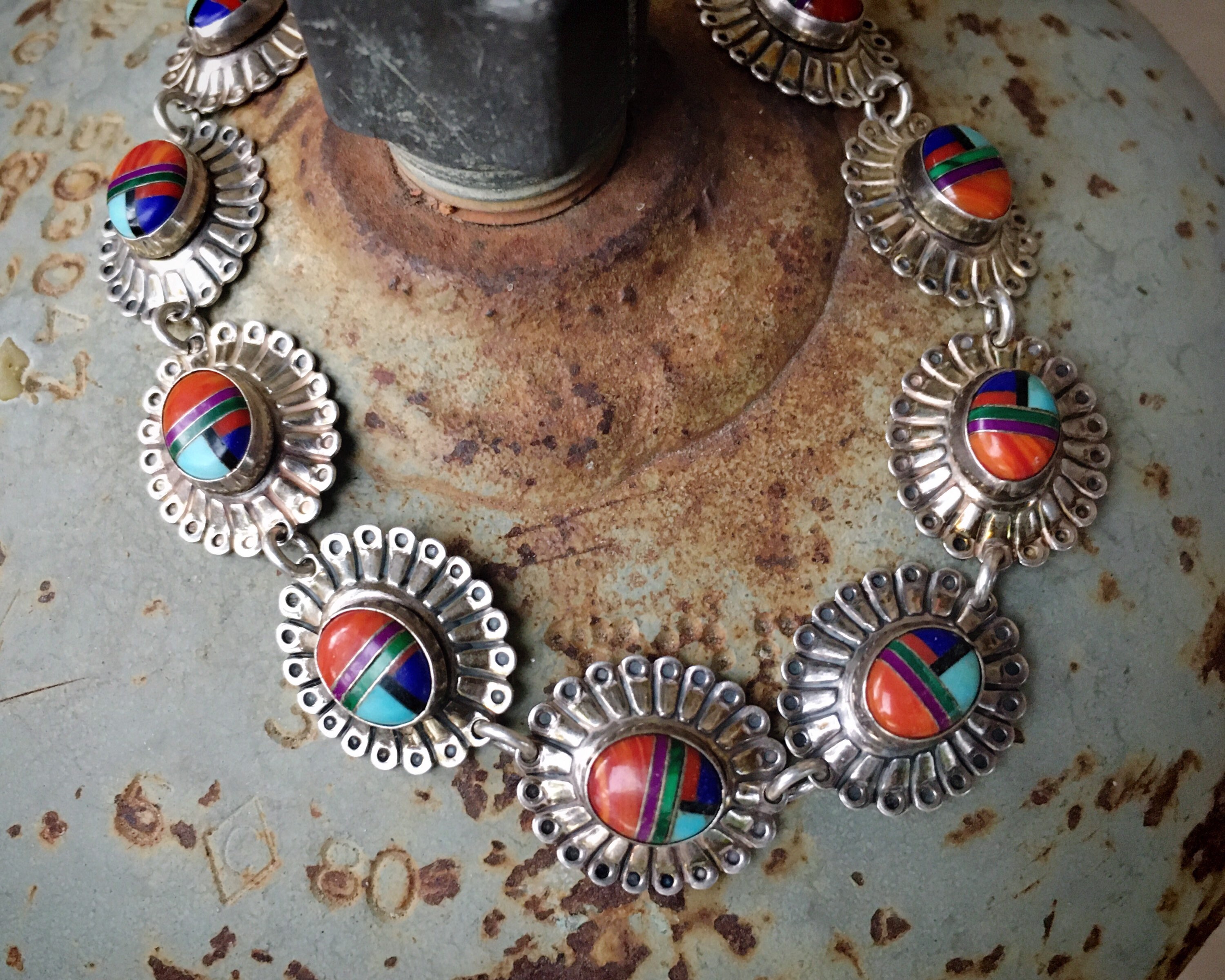 Lightweight Panel Link Bracelet with Sterling Silver and Multistone ...