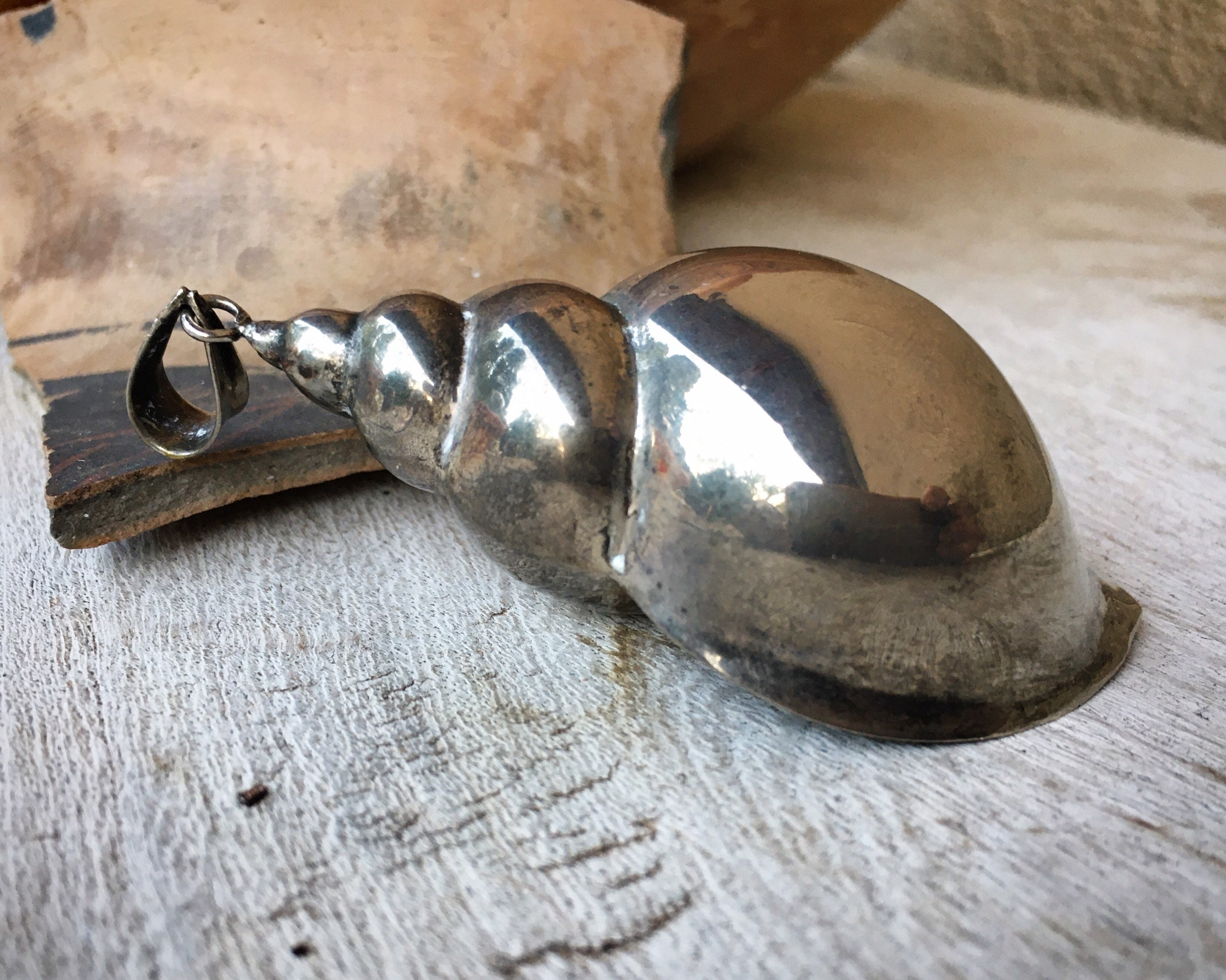 Vintage Sterling Silver Large Seashell Pendant for Necklace, Oversized ...