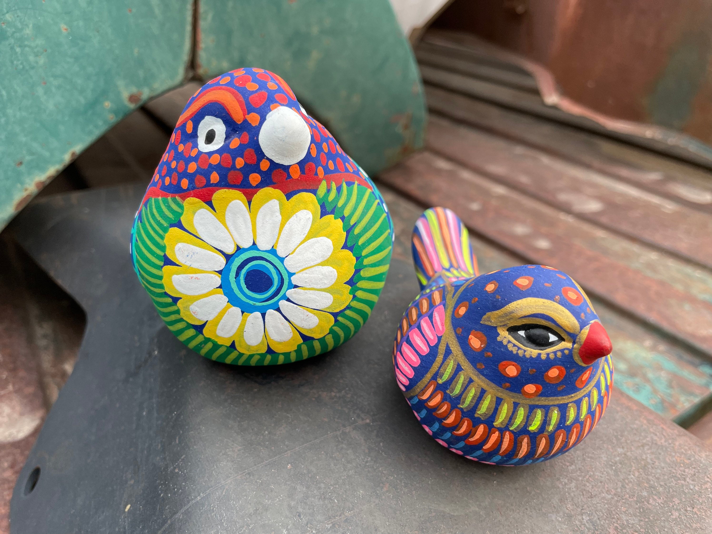 Colorful Pottery Songbird Figurines from Guerrero Mexico, Ceramic Folk ...