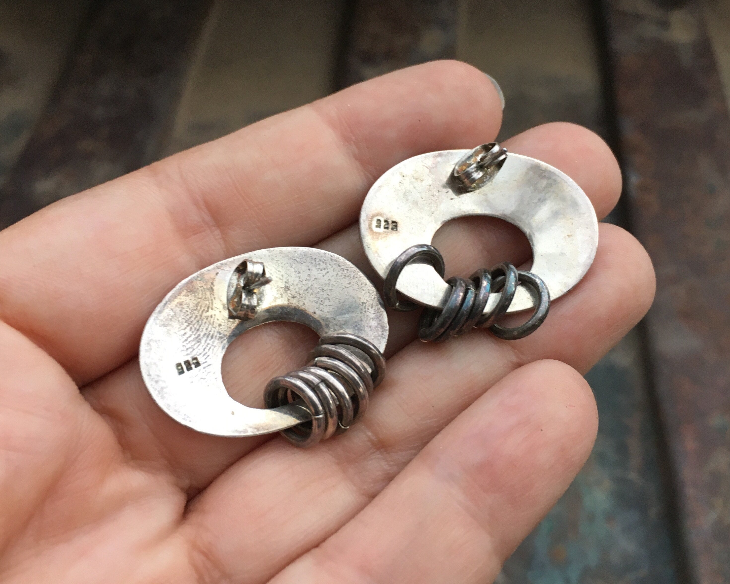 Vintage 925 Sterling Silver Modernist Earrings for Women, 1960s Mid ...