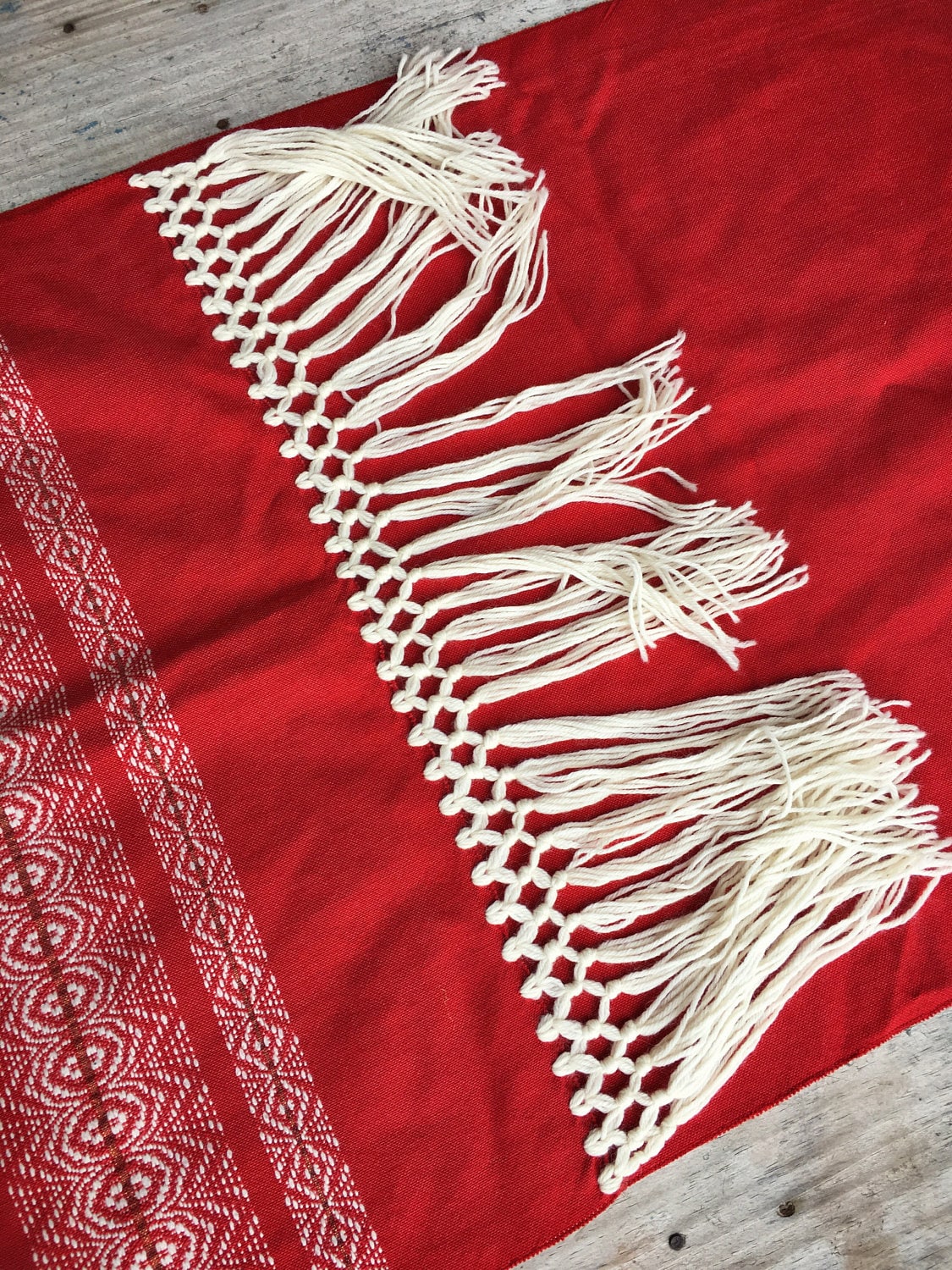 Vintage red shawl Mexican rebozo or table runner, woven shawl, table ...