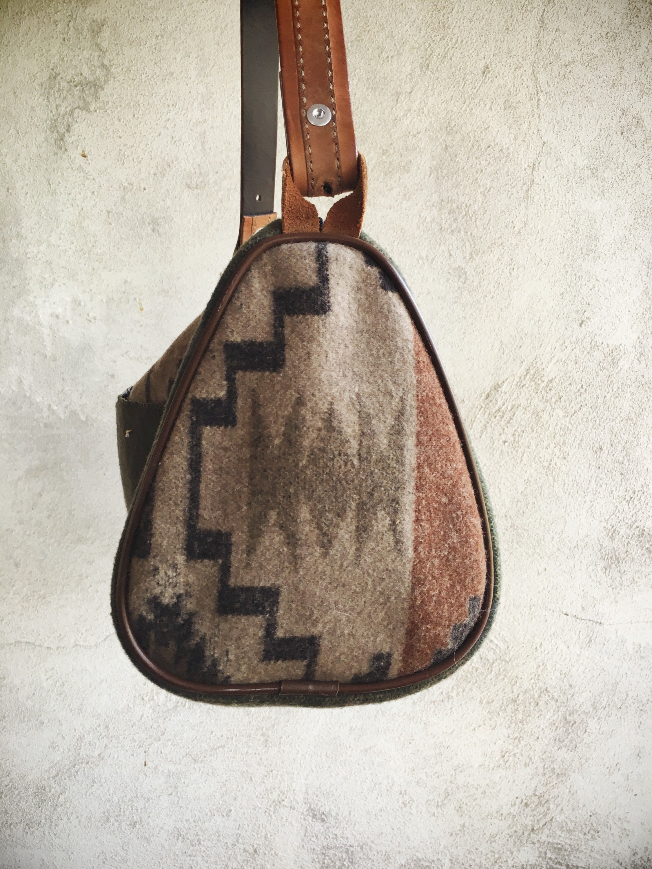 Made in USA Pendleton Fabric Bag with Leather Handles, Light Satchel ...