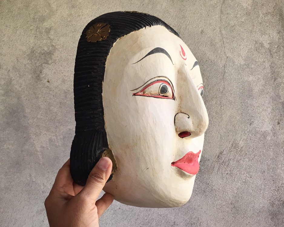 Large Vintage Balinese Carved Wood Mask Wall Hanging Balinese Topeng ...