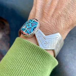Vintage Roderick and Marilyn Tenorio for Relios Turquoise Inlay Cuff ...