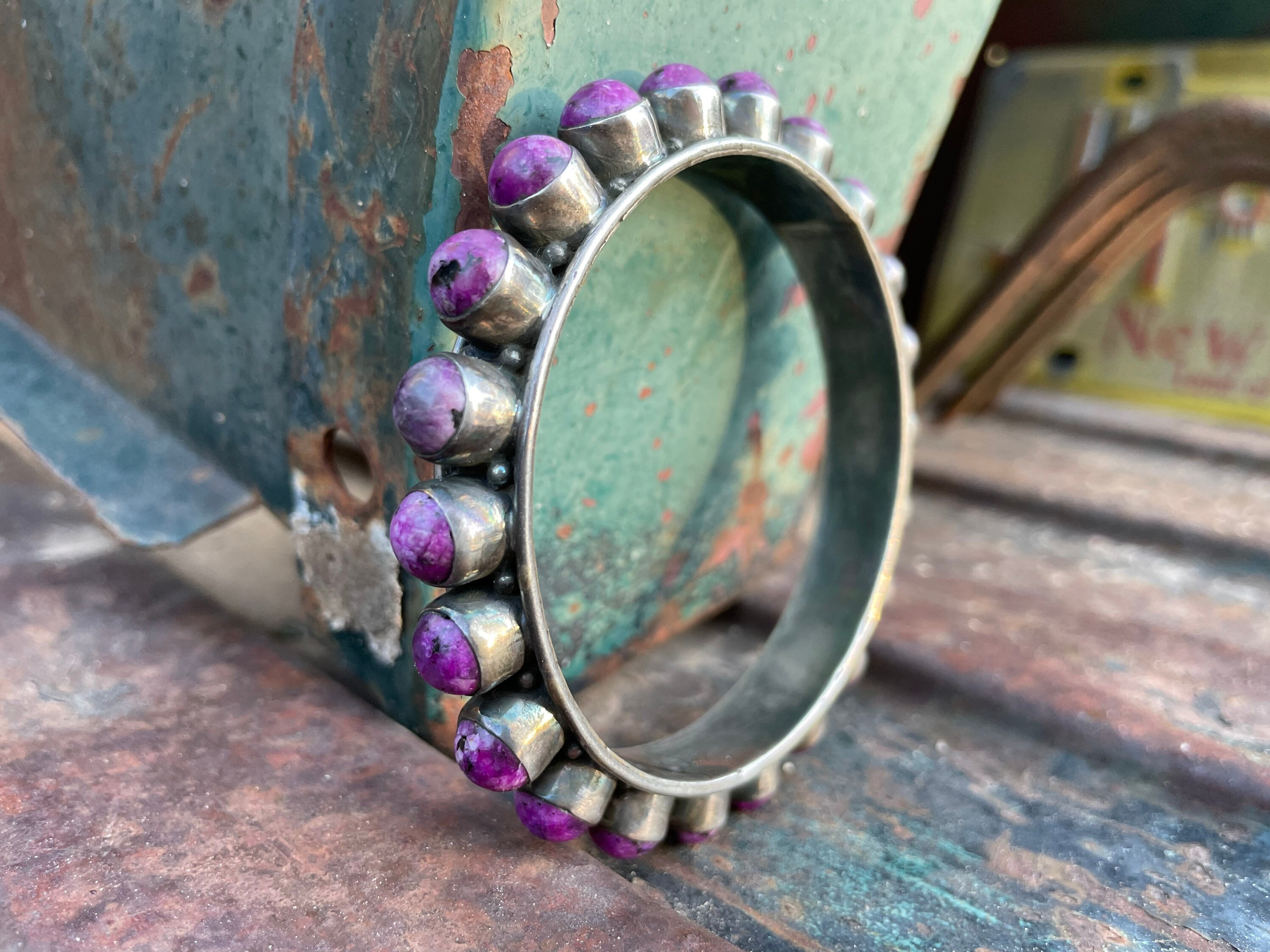 Navajo Silvia Chee Sugilite Sterling Silver Bangle, Chunky Bracelet ...