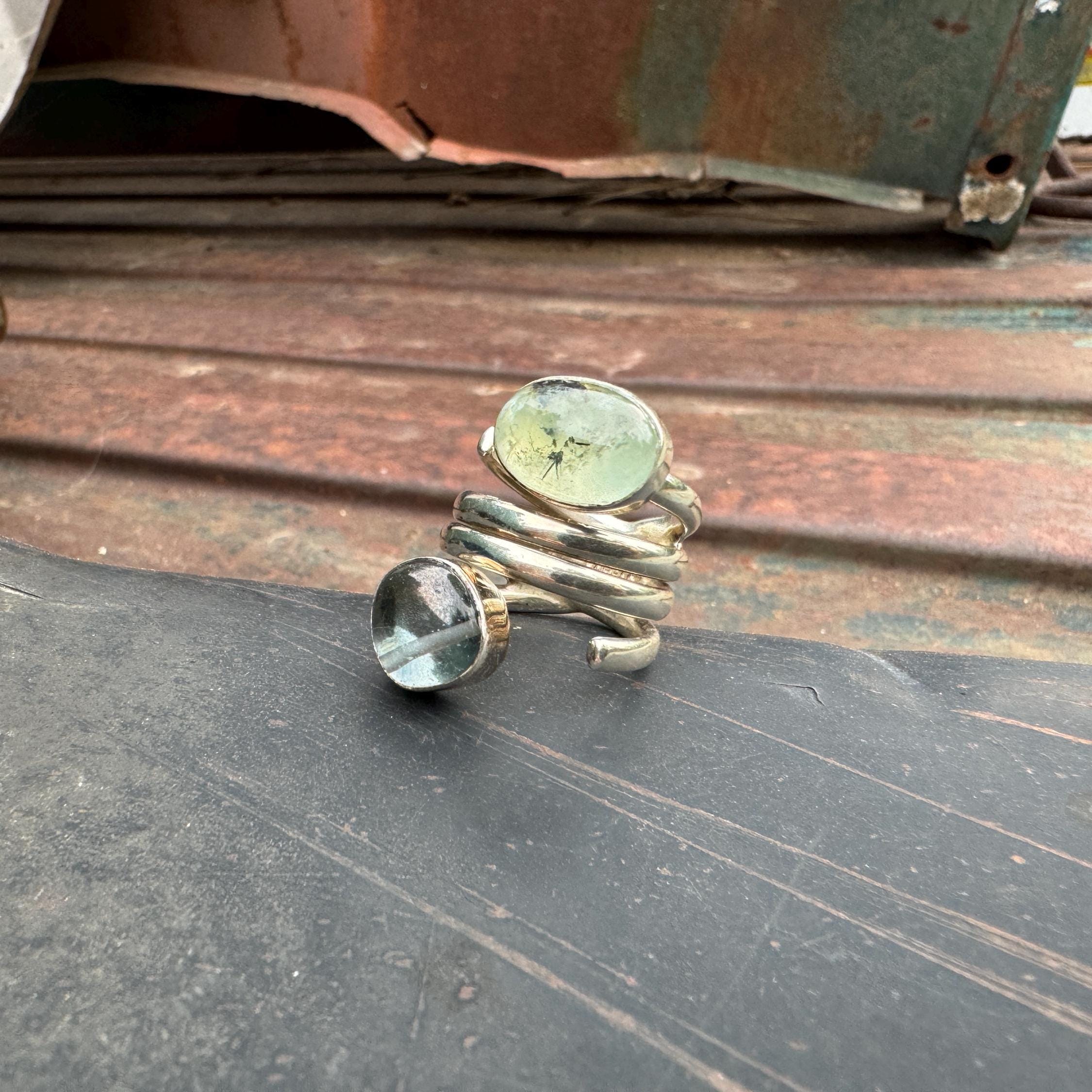 Lilly Barrack Sterling Silver Prehnite Twist Ring Approx Size 7 ...