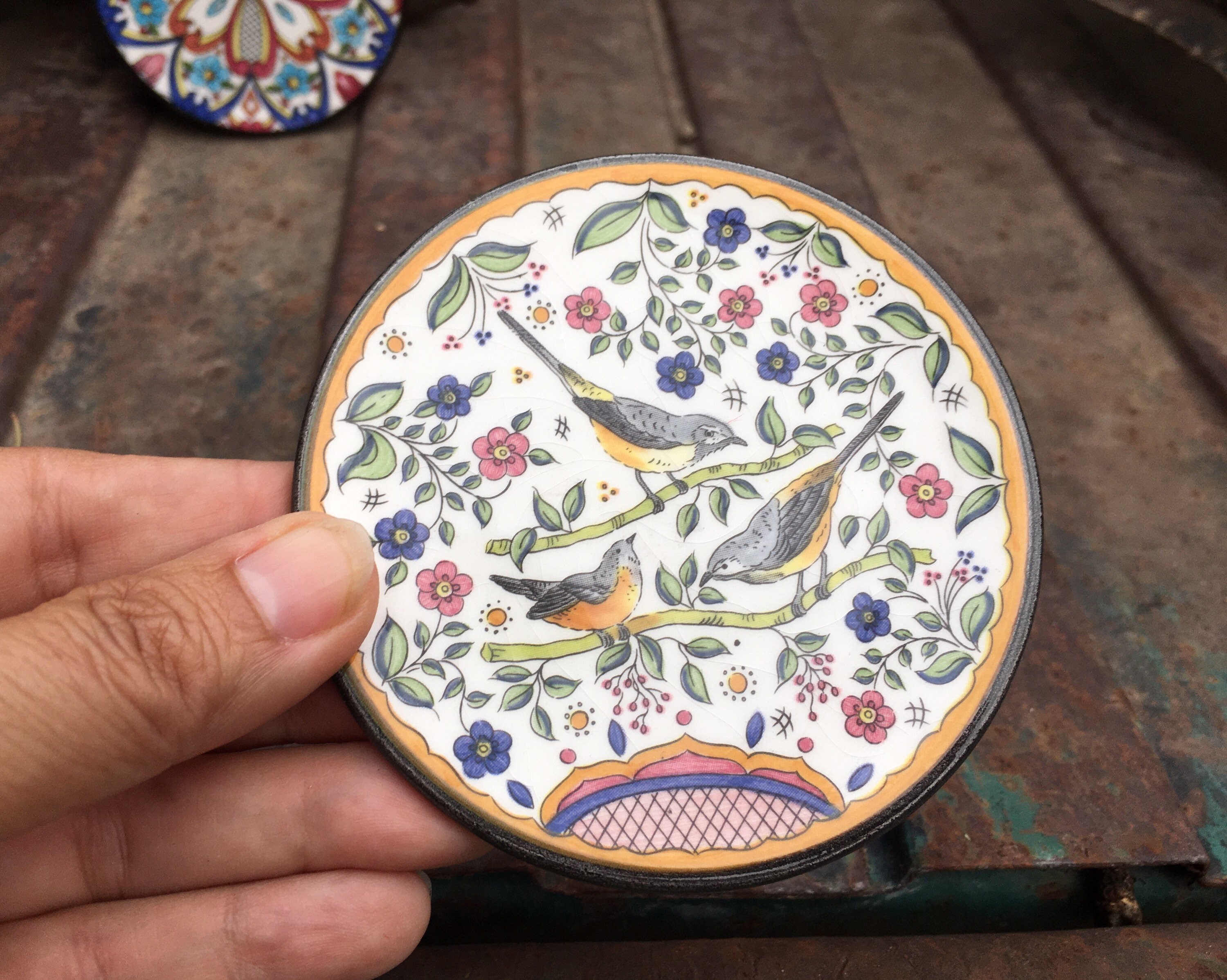 Two Handmade Spanish Miniature Wall Plates by Ceraplate, Blue and White ...