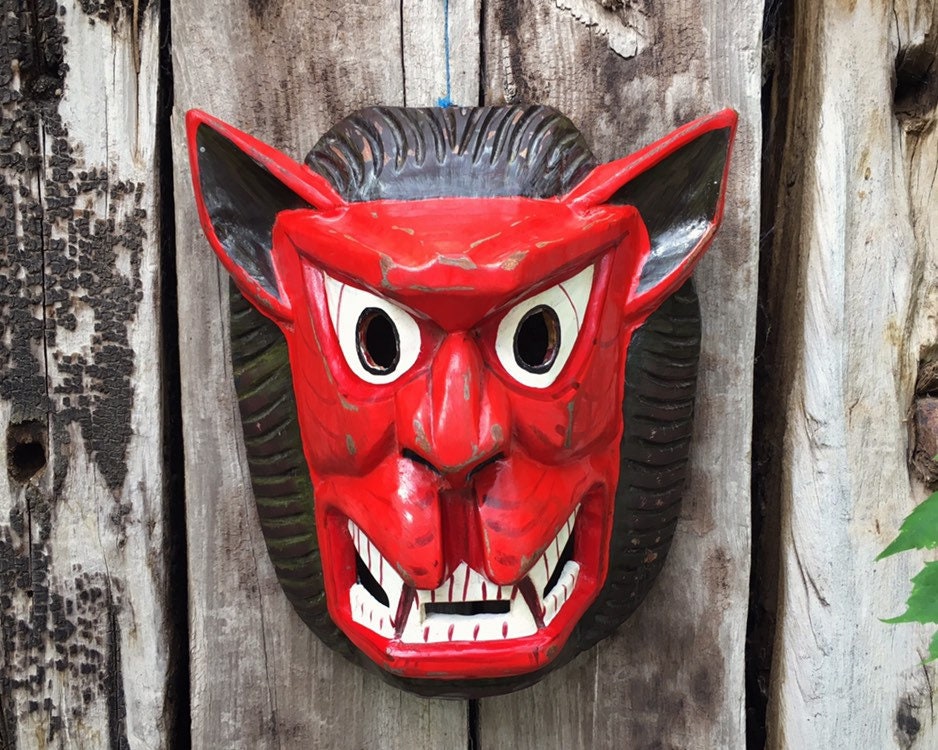 Red Wolf Man Mexican Mask Wall Hanging Rustic Home Bohemian Decor ...
