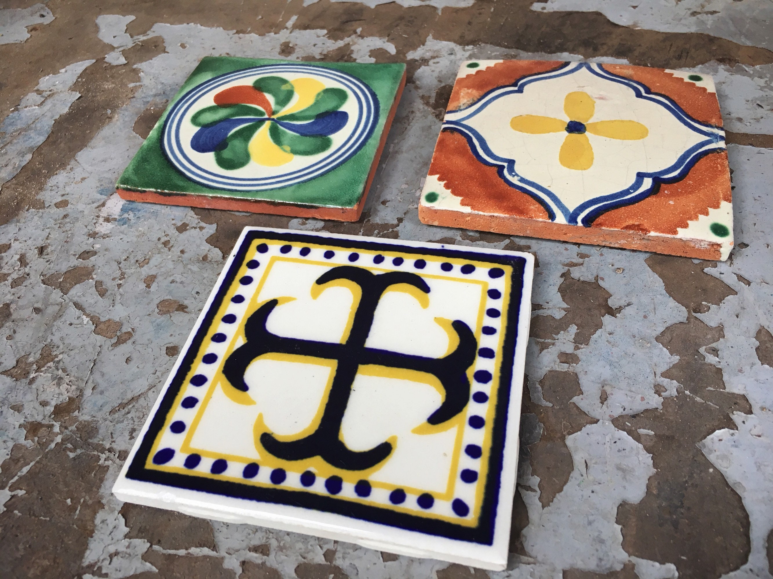 Three Vintage Mexican Ceramic Tiles, Rustic Home Decor, Ceramics and ...