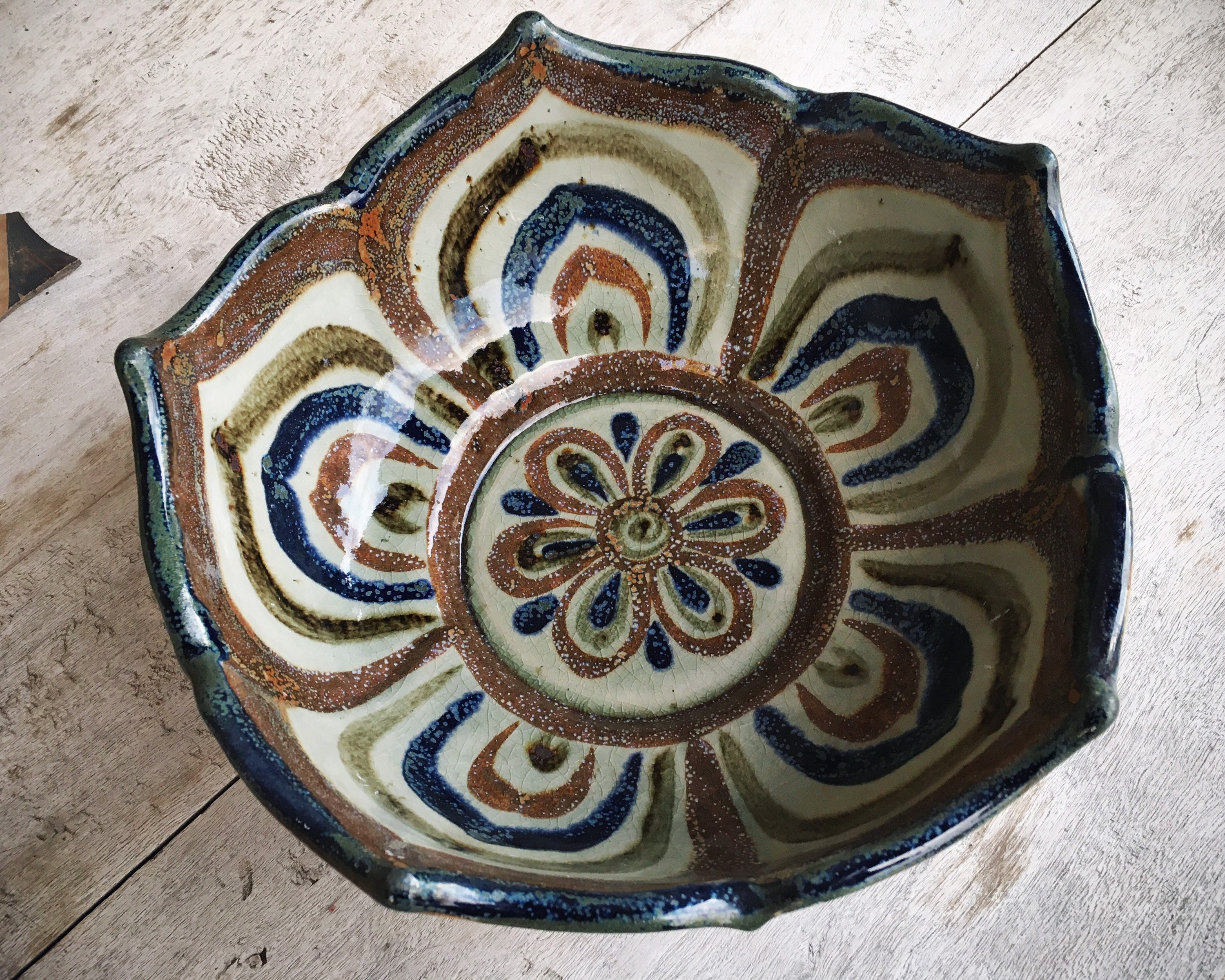 Signed Ken Edwards Pottery Sculptural Fruit Bowl, Tonala Mexican ...