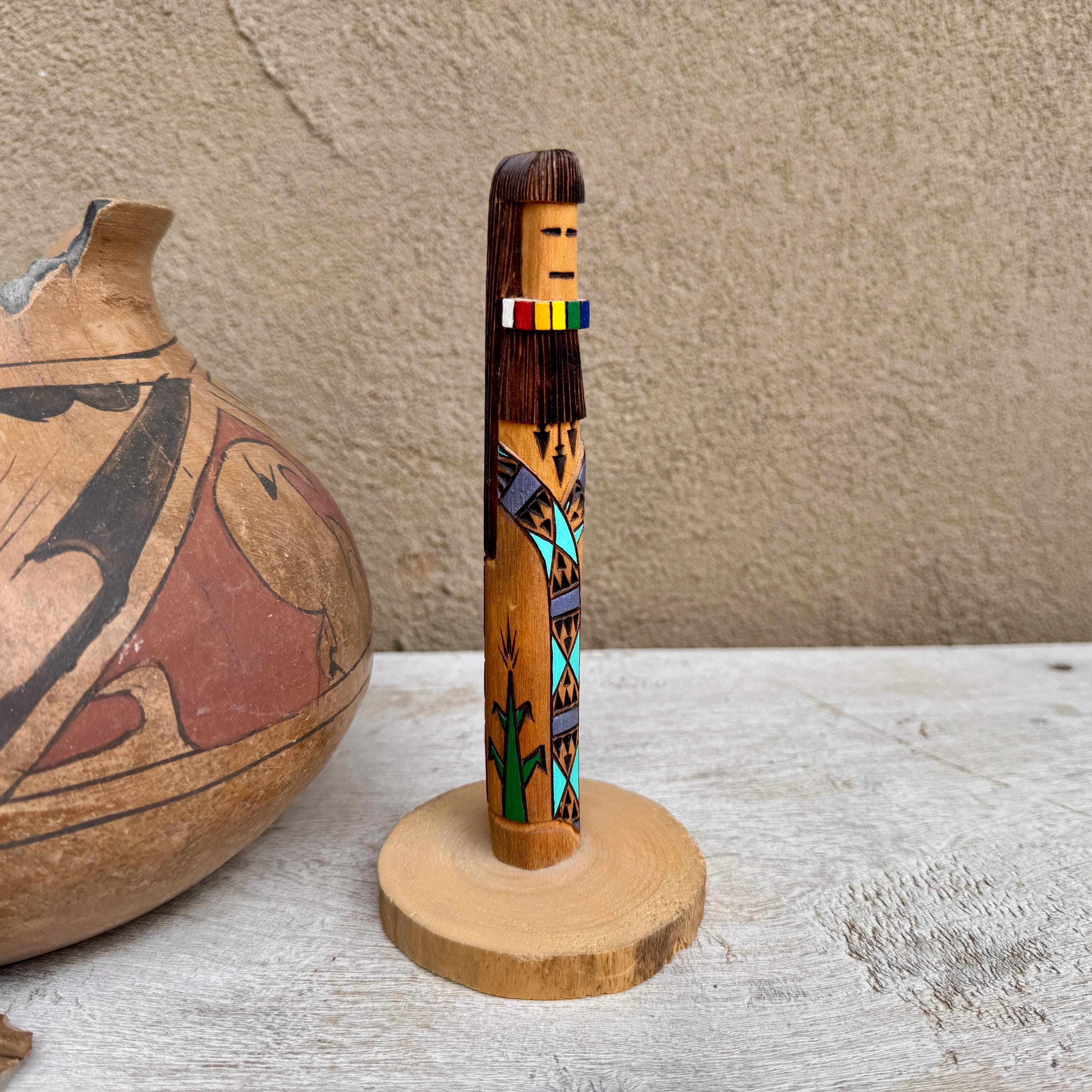 Wood Carved Painted Navajo Rainbow Kachina 7 Signed 1997, Small Native ...