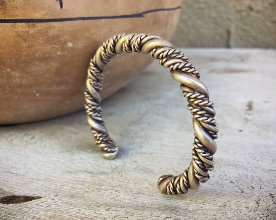 40g Vintage Sterling Silver Rope Bracelet, Stacking Cuff Bracelet ...