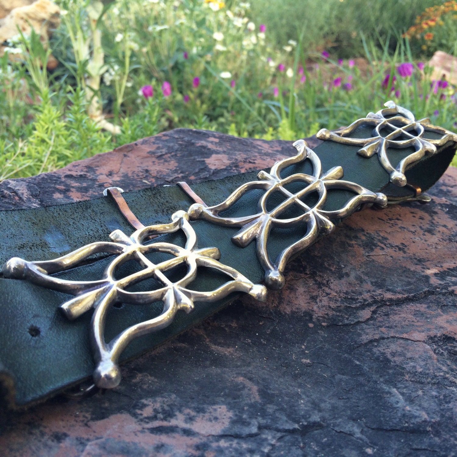 1960s-70s Navajo Sandcast Silver and Black Leather Concho Belt for ...