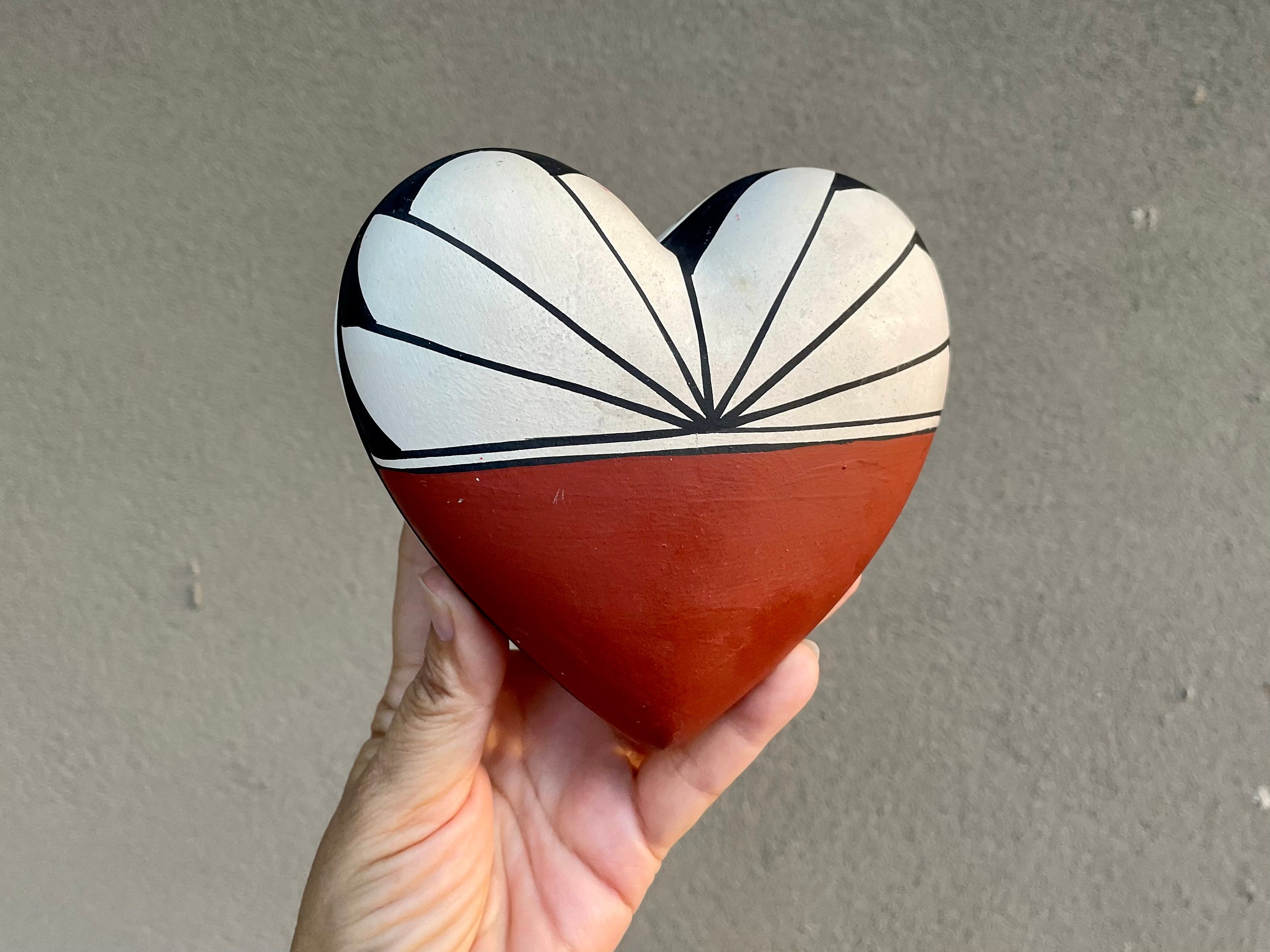 1993 Pottery Heart Trinket Box Signed Acoma New Mexico, Mold Poured ...