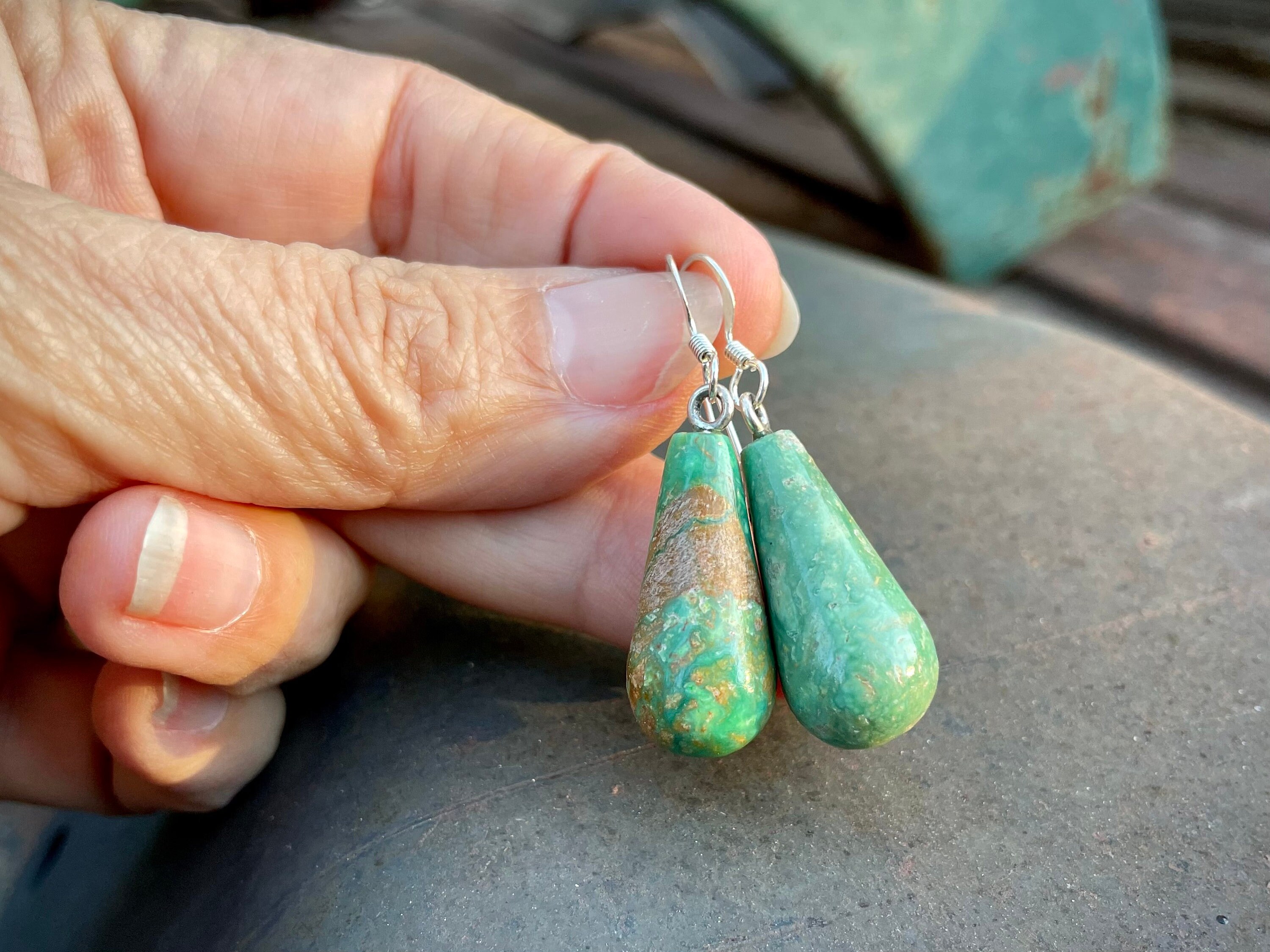 Turquoise Drop Dangle Earrings, Native American Indian Jewelry ...