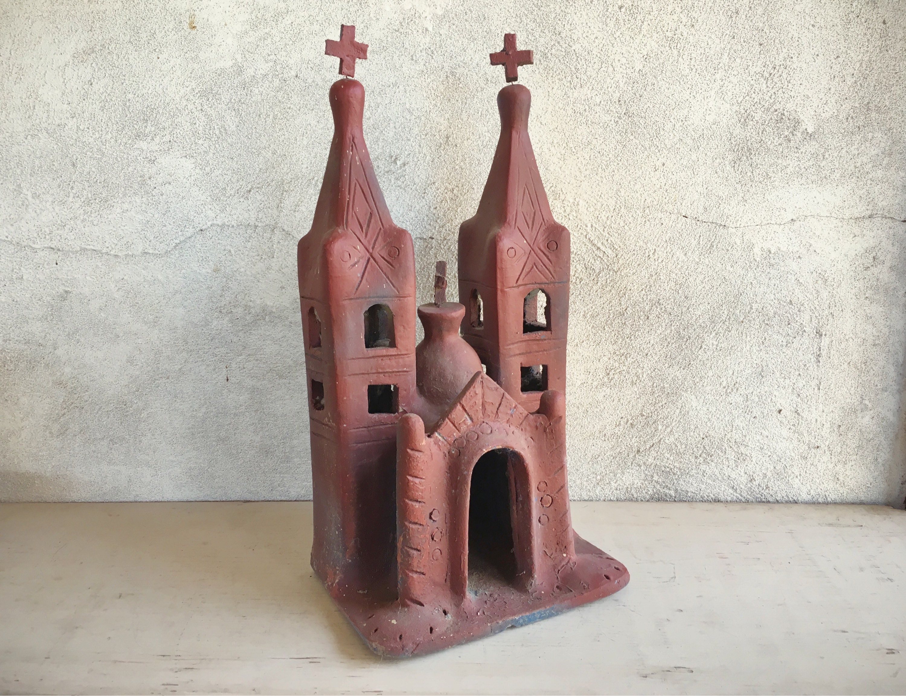 Mexican Pottery Folk Art Church, Patio Decor, Southwestern Decor ...