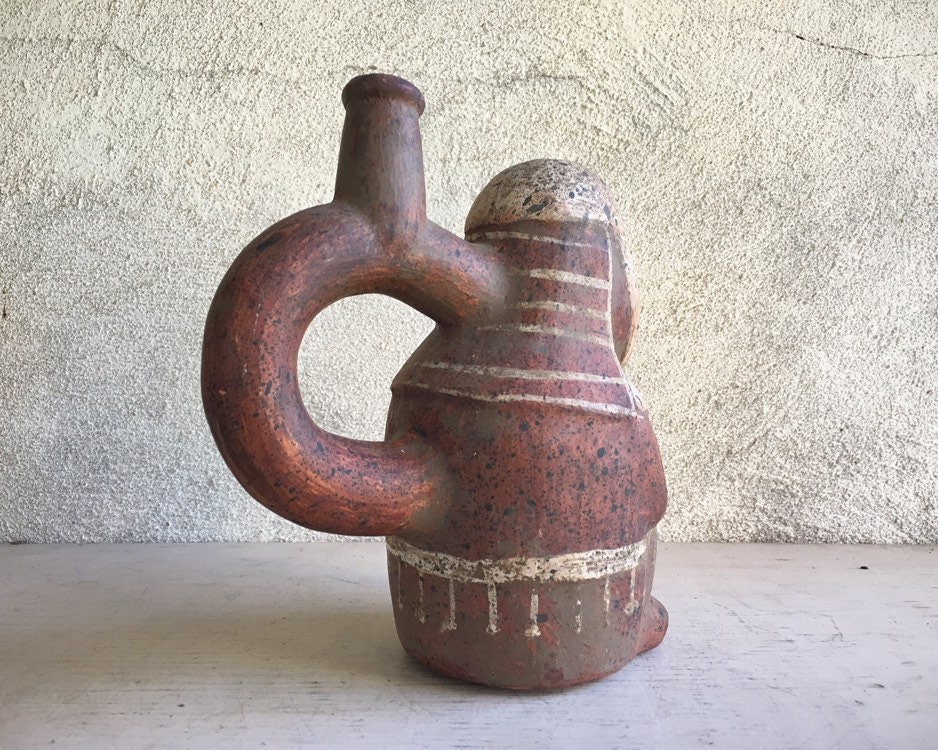 Vintage Pre-Colombian Reproduction Pottery Bottle South American Inca ...