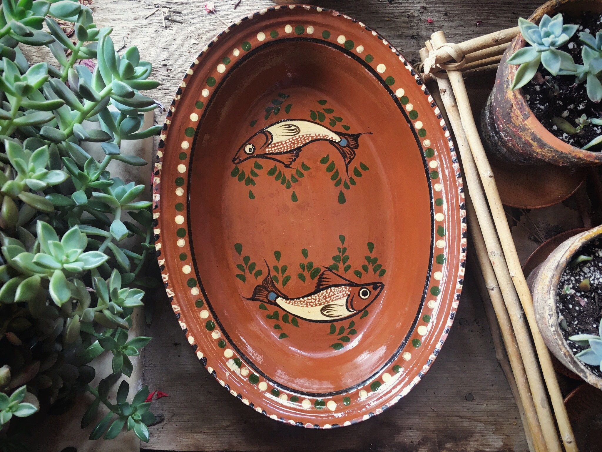 Vintage Mexican Pottery Oval Dish Tlaquepaque Mexican Kitchen ...