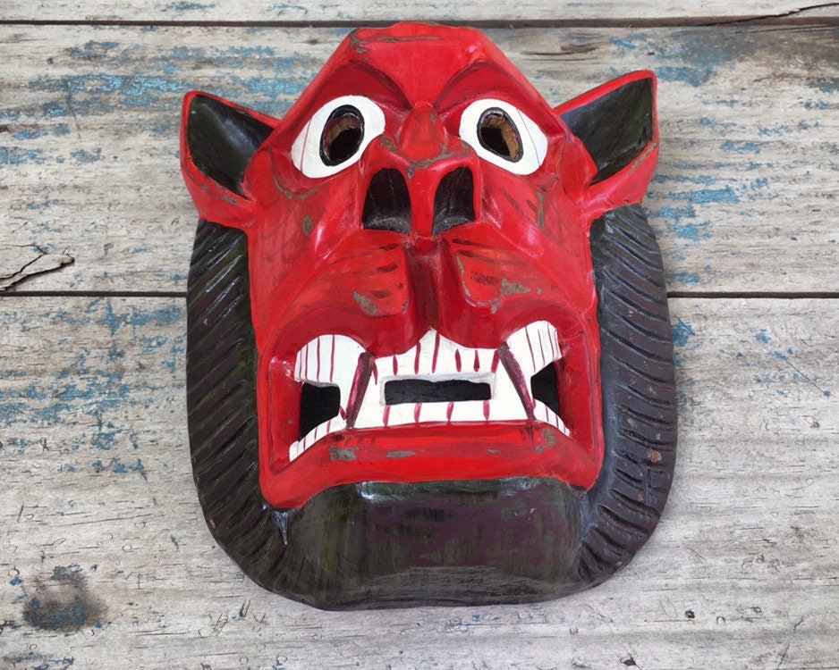 Red Wolf Man Mexican Mask Wall Hanging Rustic Home Bohemian Decor ...