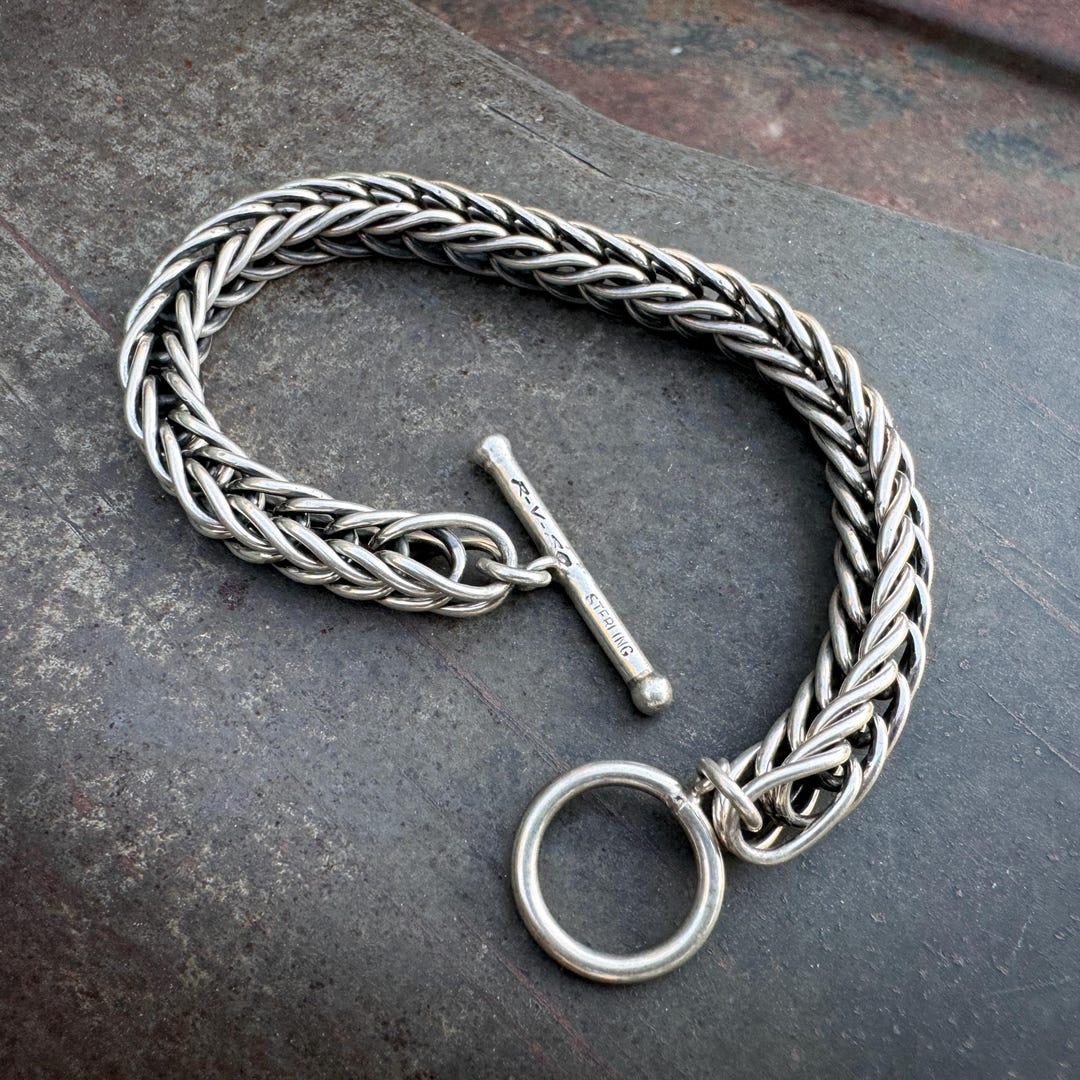 Navajo Steven Arviso Sterling Silver Link Bracelet 8", Native American ...