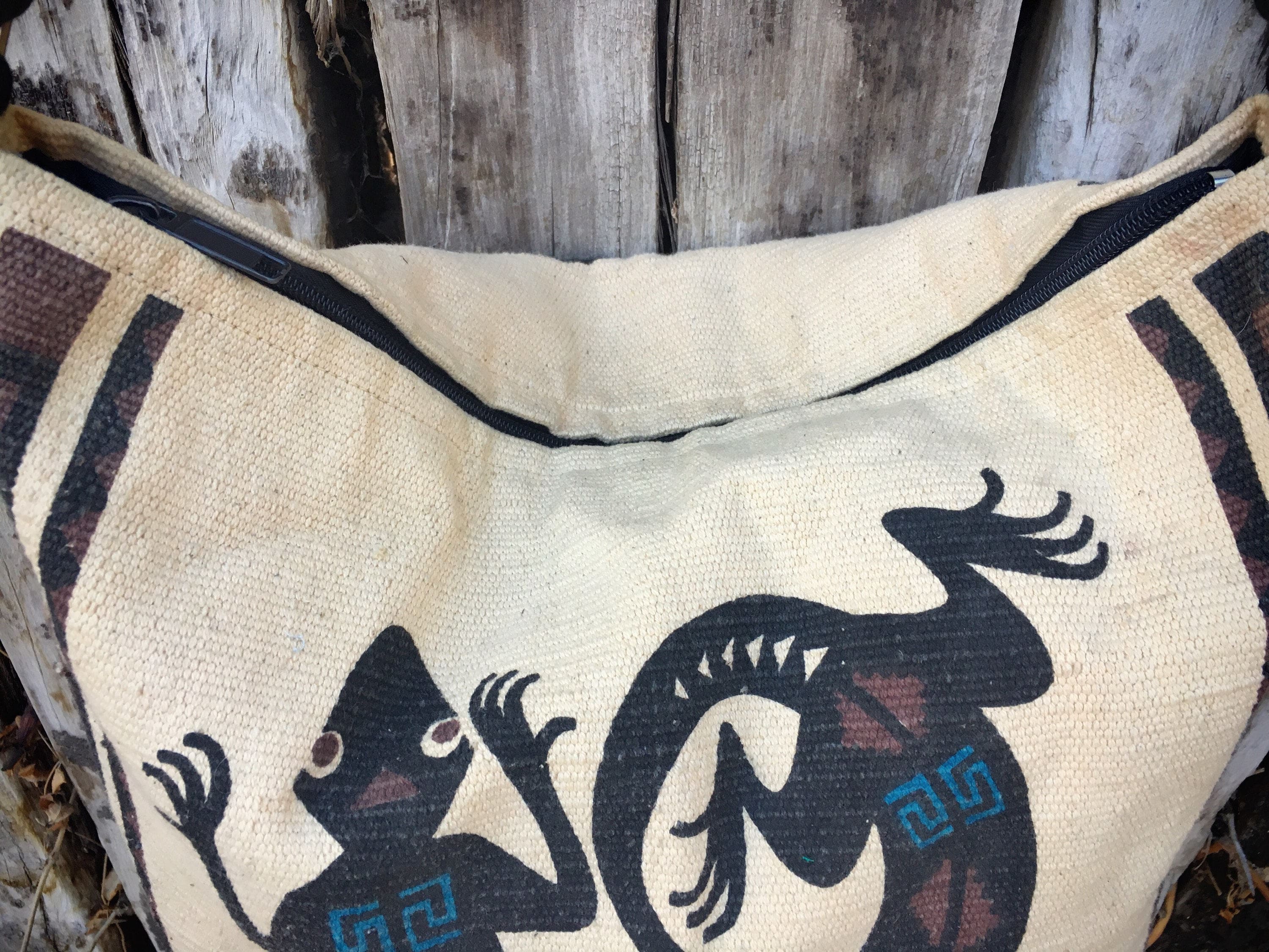 Vintage Southwestern Purse Lizard Totem Woven Cotton, Reptile Lover ...